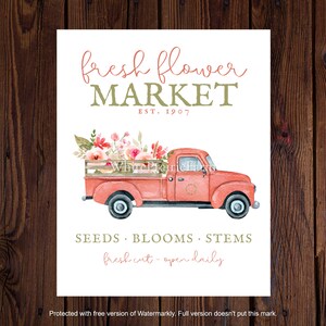 Fresh Flower Market Printable Sign Digital Download Truck Print 8x10 ...