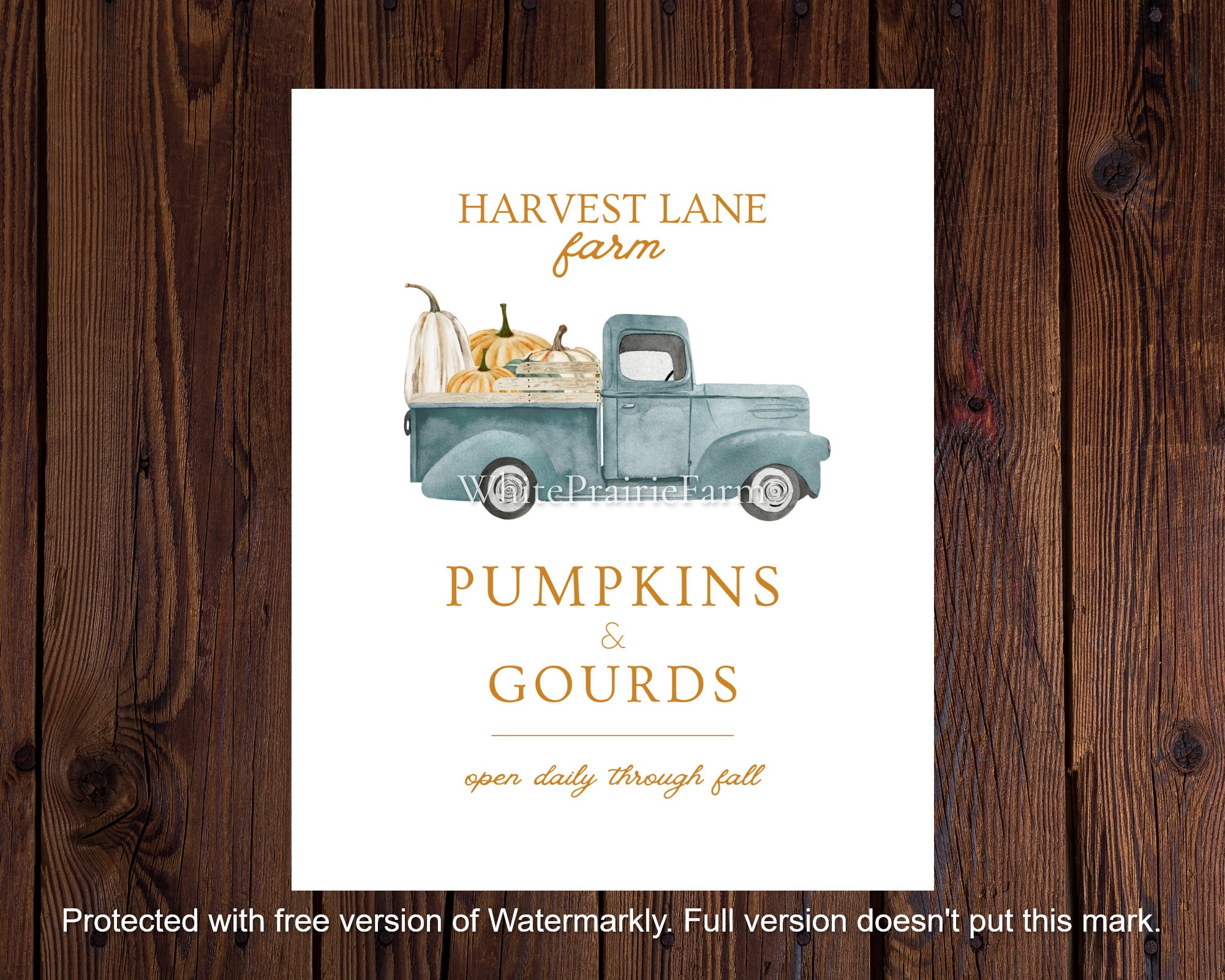 Fall Printable Sign | Digital Download Autumn Farm Print | 8x10 Pumpkin ...