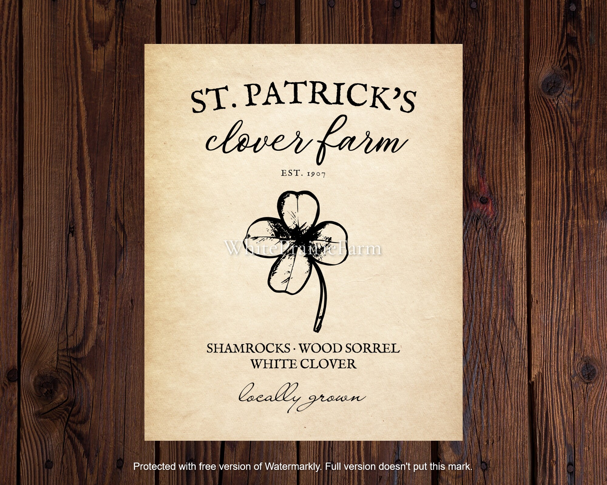 St. Patrick's Clover Farm Printable Sign Digital Download St. Patrick's ...