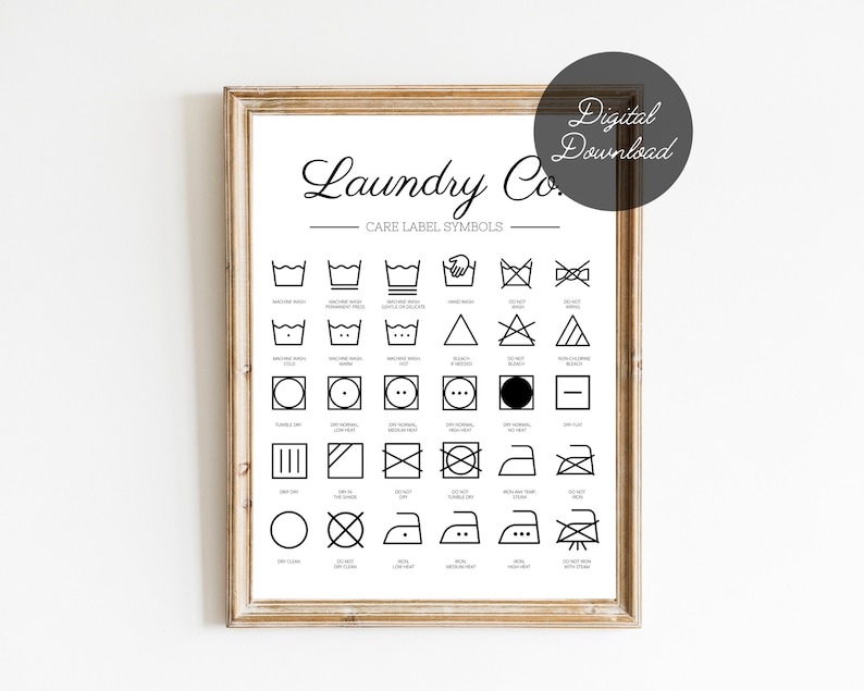Laundry Symbols Printable Sign | Digital Download Print | 8x10 ...