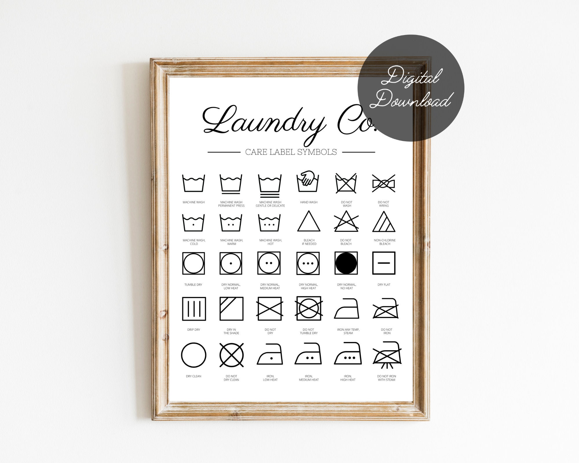 Laundry Symbols Printable Sign | Digital Download Print | 8x10 ...