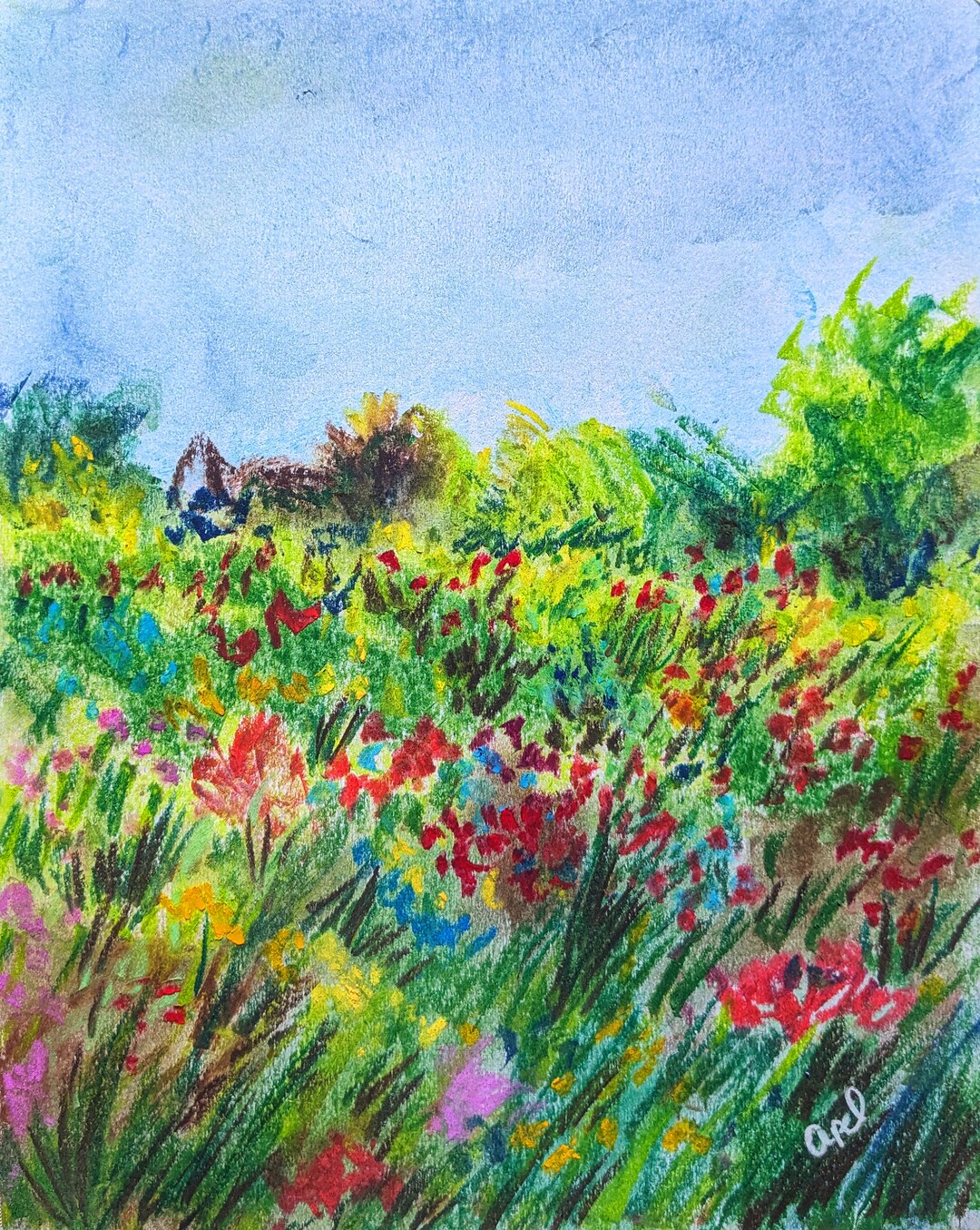 Field of Flowers Pastel Painting Digital Download - Etsy