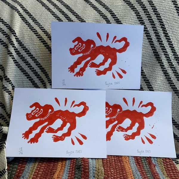 Dog Lino Print - Etsy