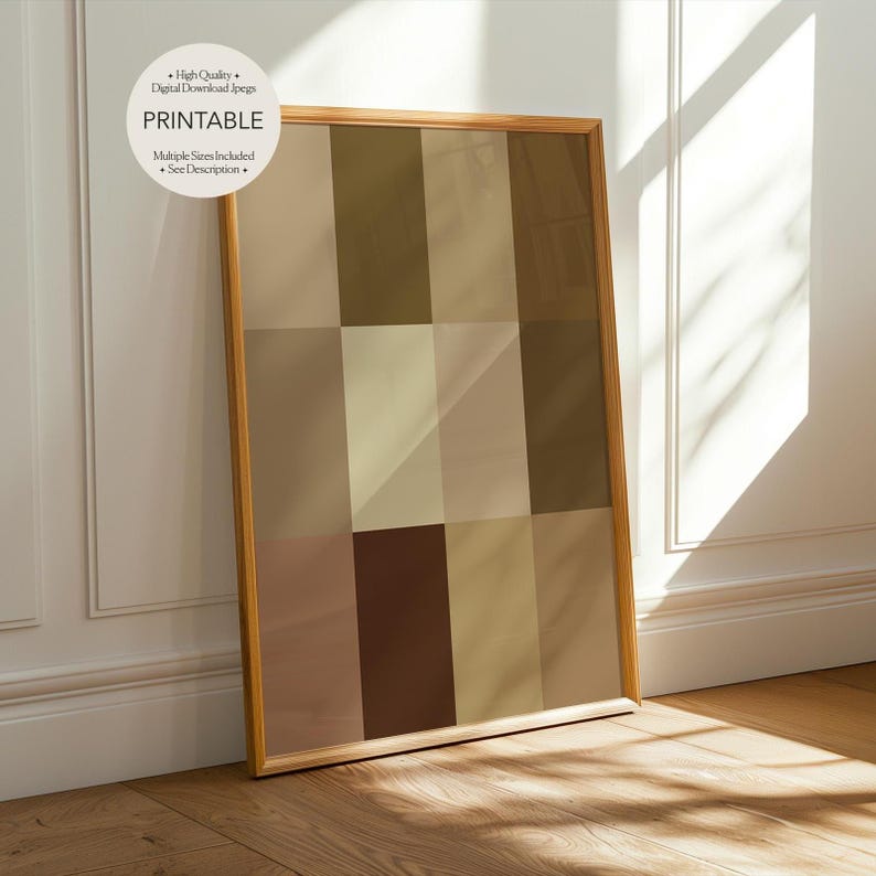 Boho Earth Tone Blocks Printable Wall Art Minimalist Abstract Neutral ...