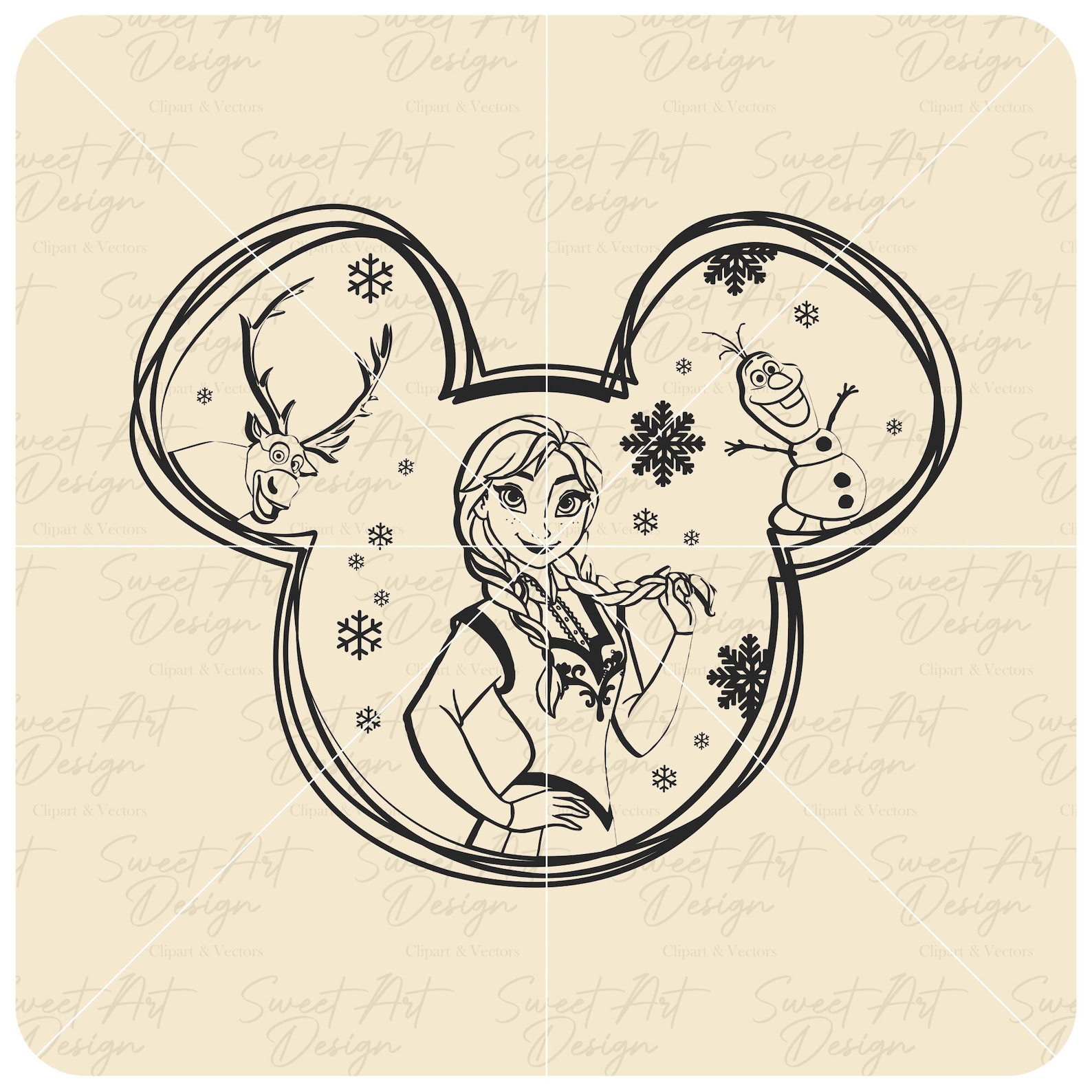 Princess Anna in Mouse Ears SVG Mouse Head SVG Frozen Elsa - Etsy