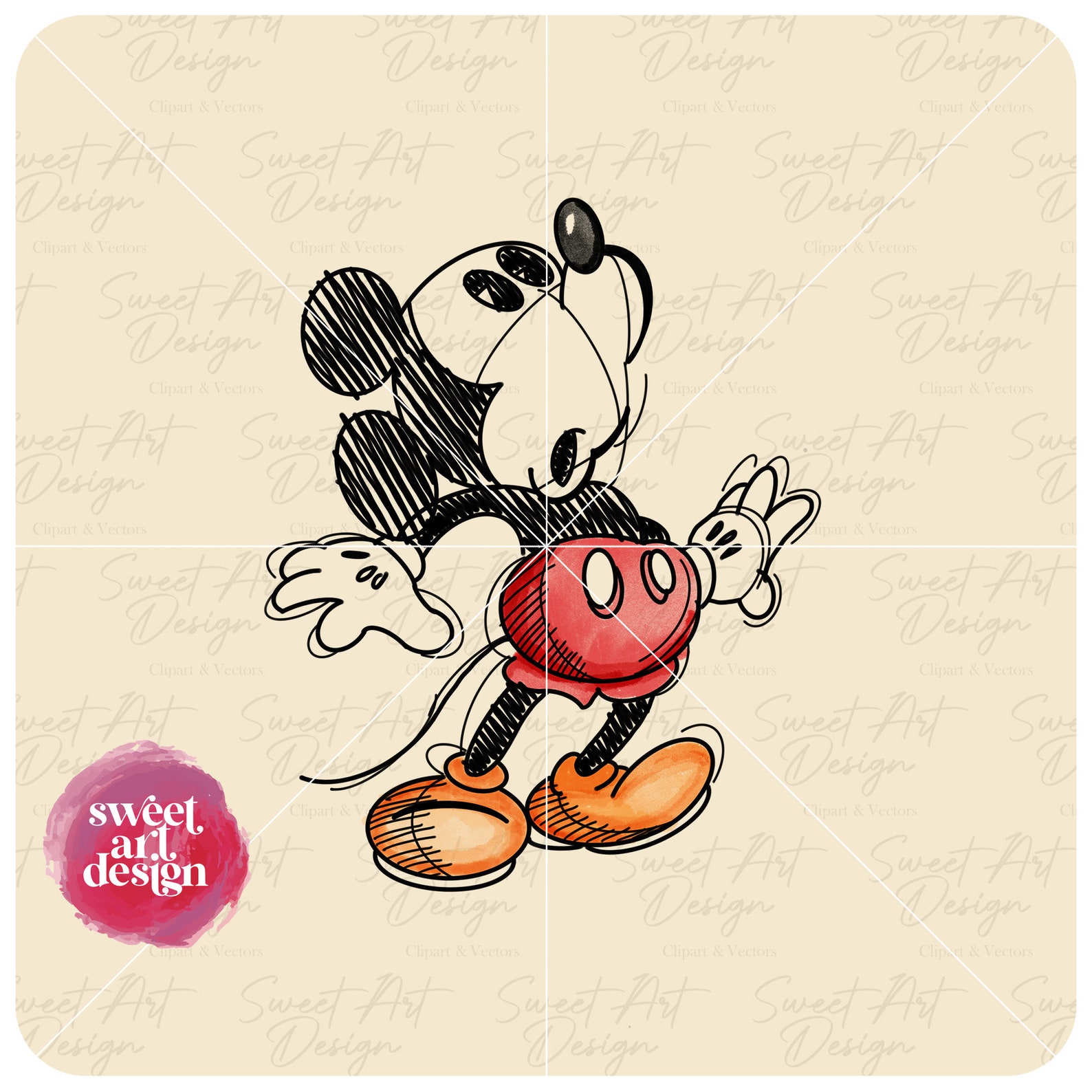 Mickeyy Mouse Colorful PNG Mickeyy Mouse Sketch PNG Family - Etsy