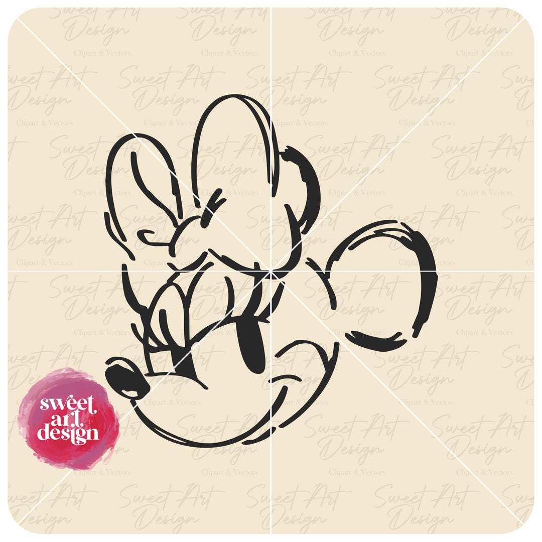 Original Minnie Mouse Lovely Face PNG, Minnie Sketch SVG, Family Trip ...