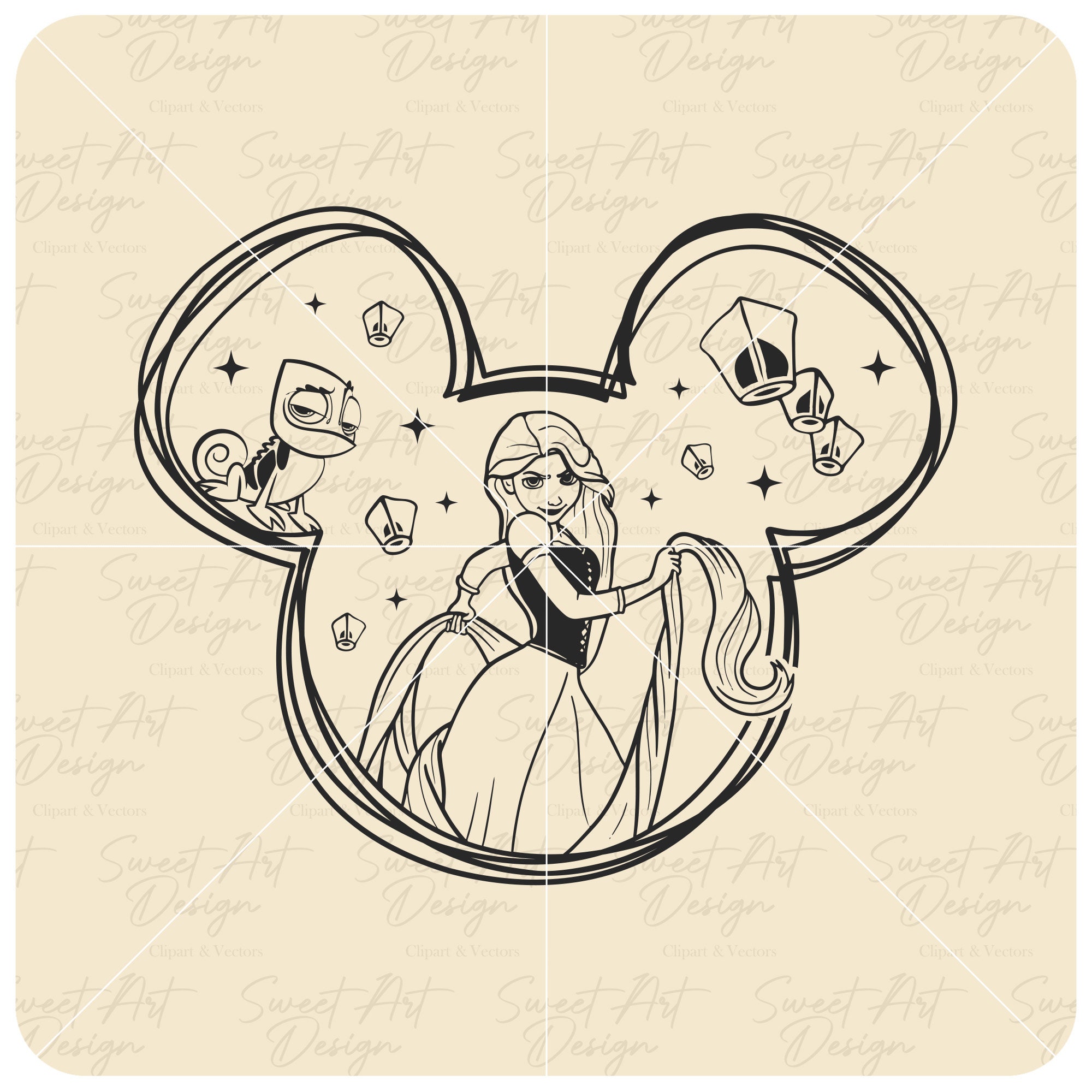 Tangled Princess Rapunzel SVG Mouse Head SVG Mouse Ears - Etsy