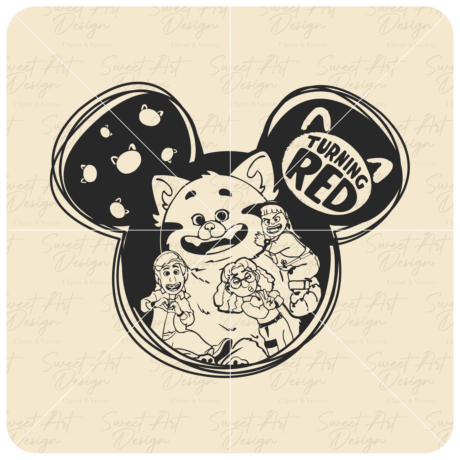 Turning Red Mouse Ears SVG Mei Lee Red Panda SVG Family Trip - Etsy