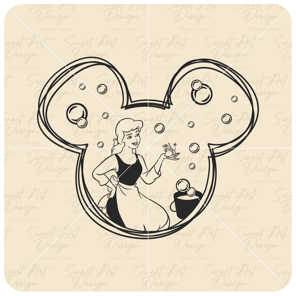Cinderella Princess SVG, Mouse Head SVG, Disneyy Princess SVG ...