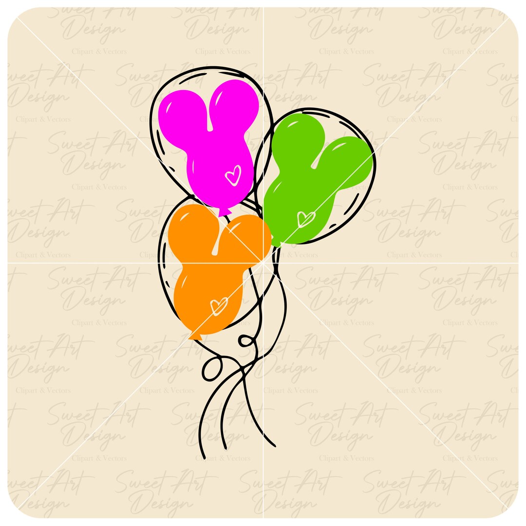 Three Colorful Mouse Balloons SVG Mouse SVG, Family Vacation SVG ...