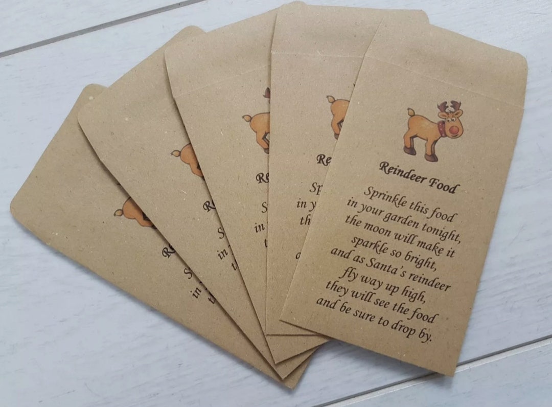 5 Magic Reindeer Food Envelopes Christmas Eve Box EMPTY for You to Add ...