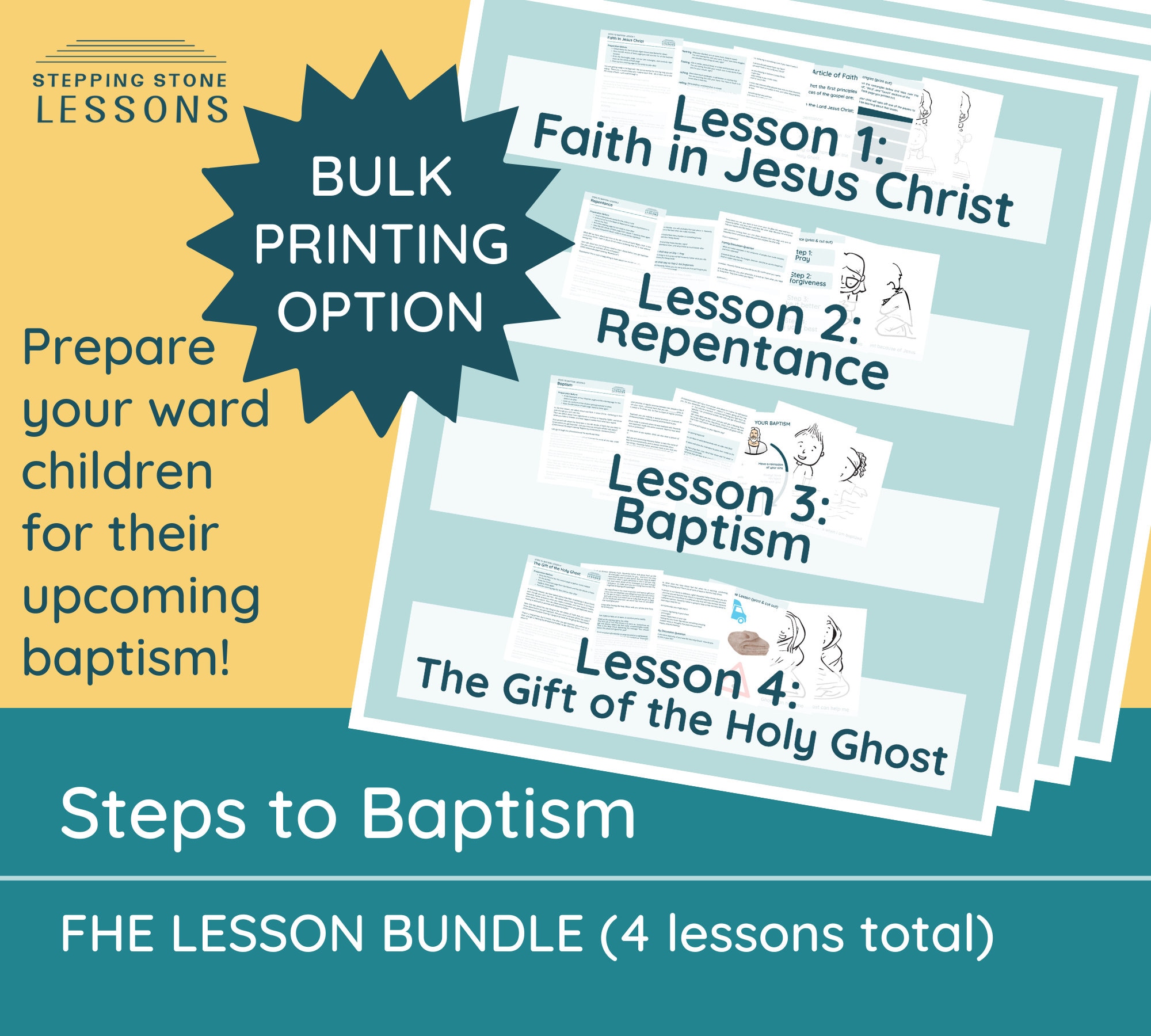 4 Lessons, Baptism Family Home Evening Lesson Bundle: Preparing Your ...