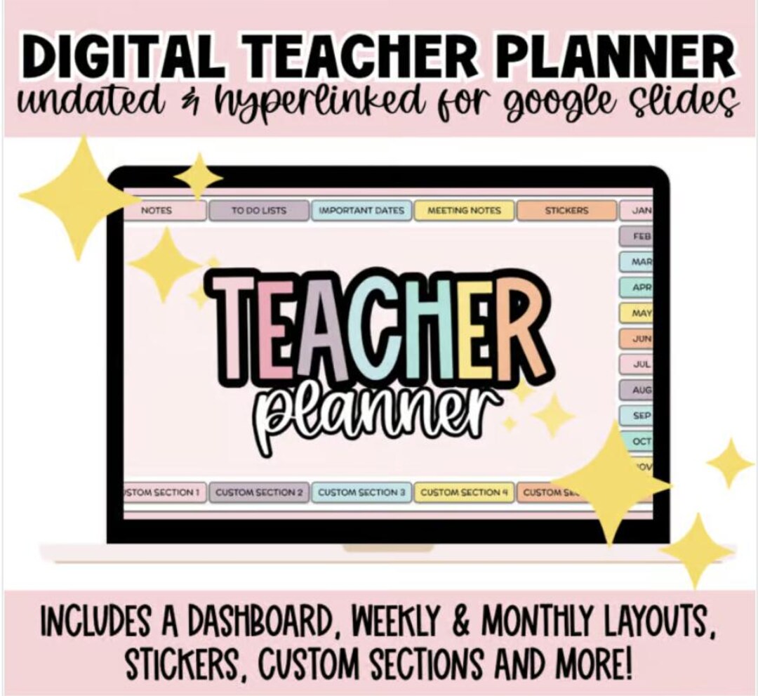 Undated Teacher Planner for Google Slides | Hyperlinked With Free ...