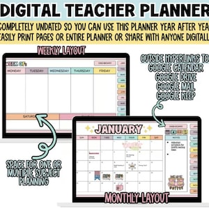 Undated Teacher Planner for Google Slides | Hyperlinked With Free ...