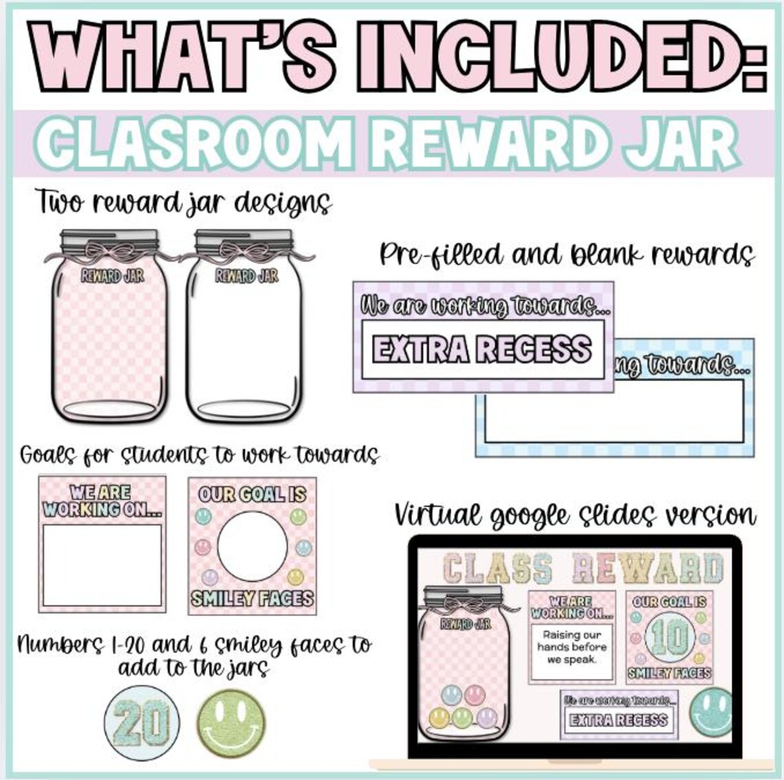 Preppy Pastel Classroom Reward Jar | Printable & Digital Google Slides ...