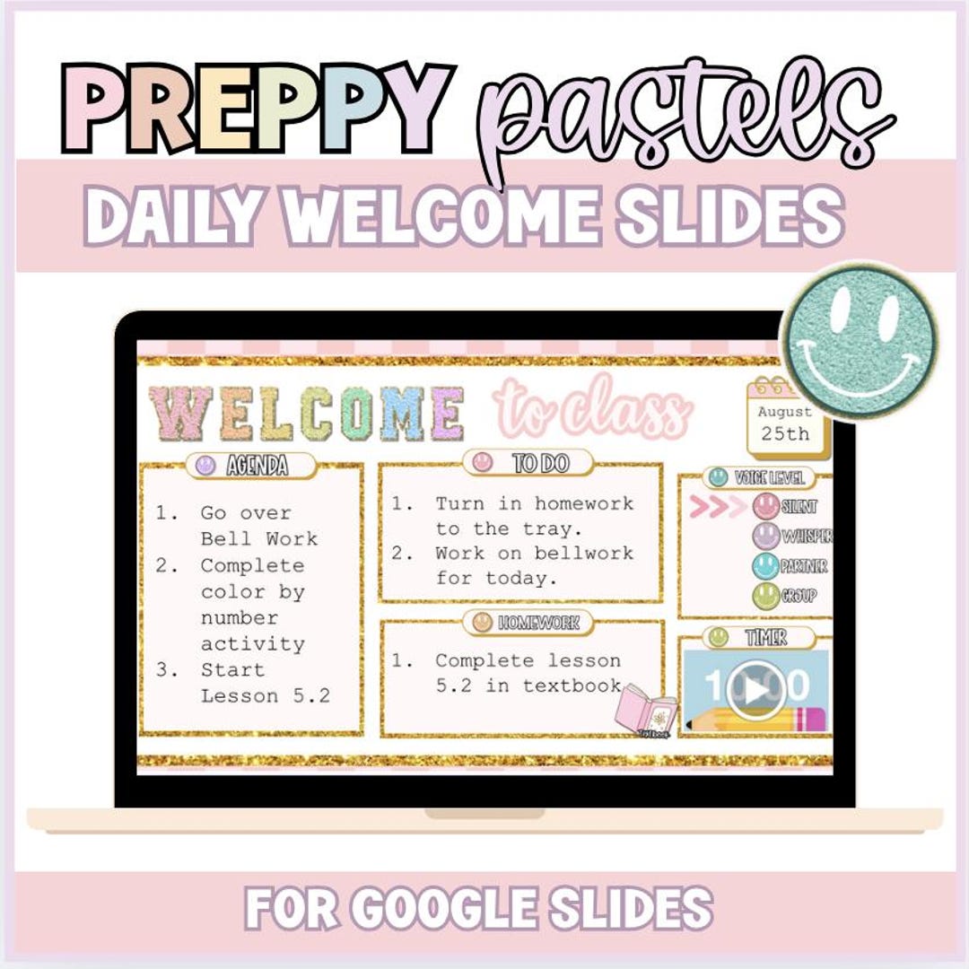 Preppy Pastel Welcome Slides: Editable Classroom Decor (google Slides ...