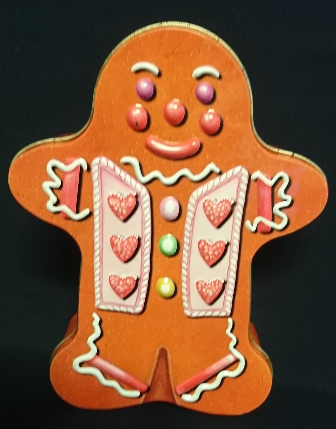 GINGERBREAD BISCUIT TIN & LID Metal / Sheet, Gingerbread Pastry Male ...