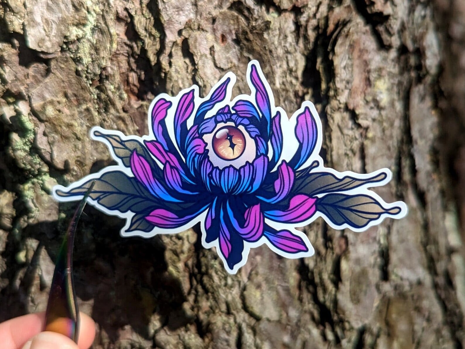 Gothic Floral Eye Vinyl Sticker – Spooky Chrysanthemum Aesthetic ...