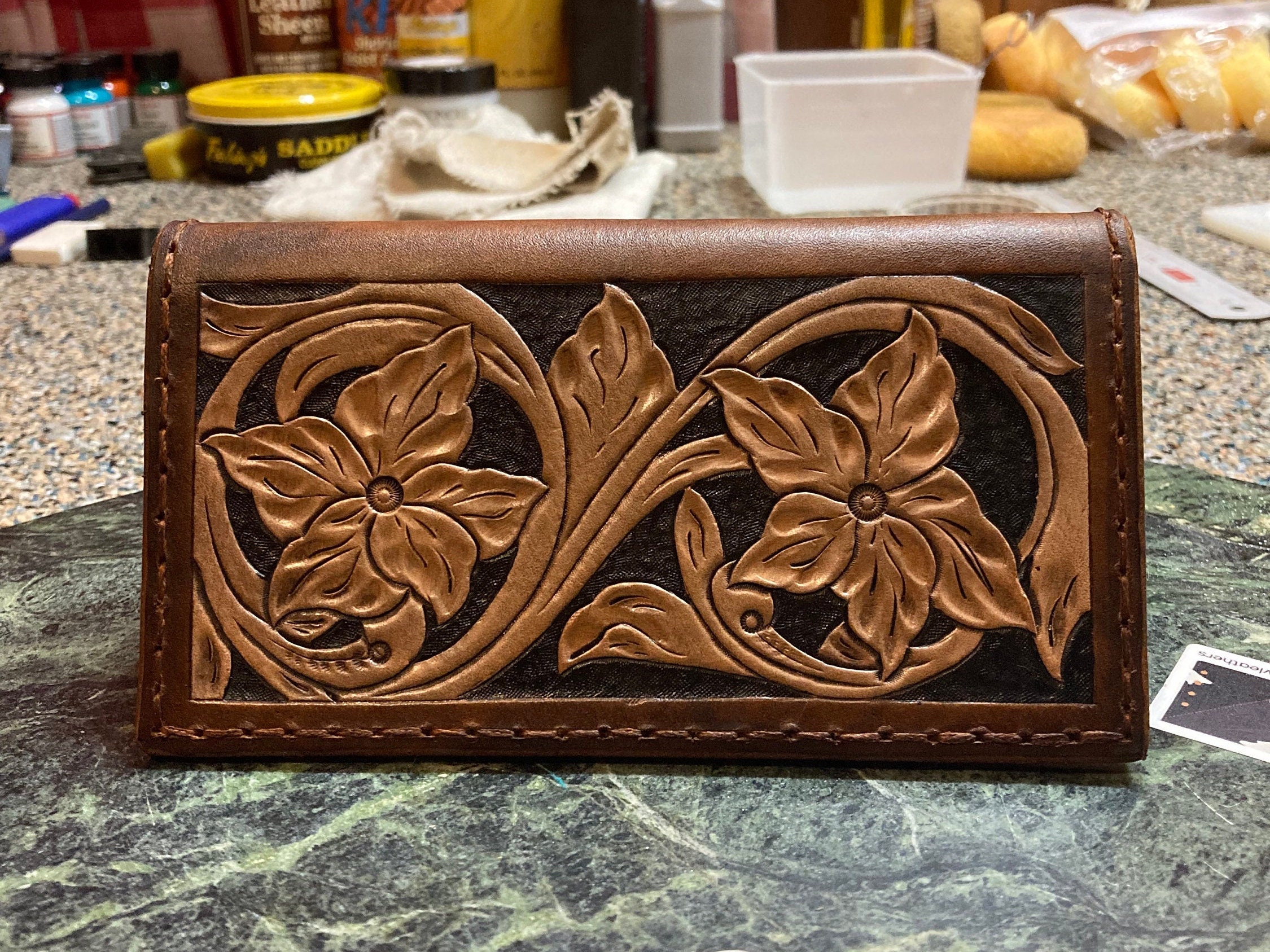 Genuine Tooled Leather Custom Checkbook - Etsy