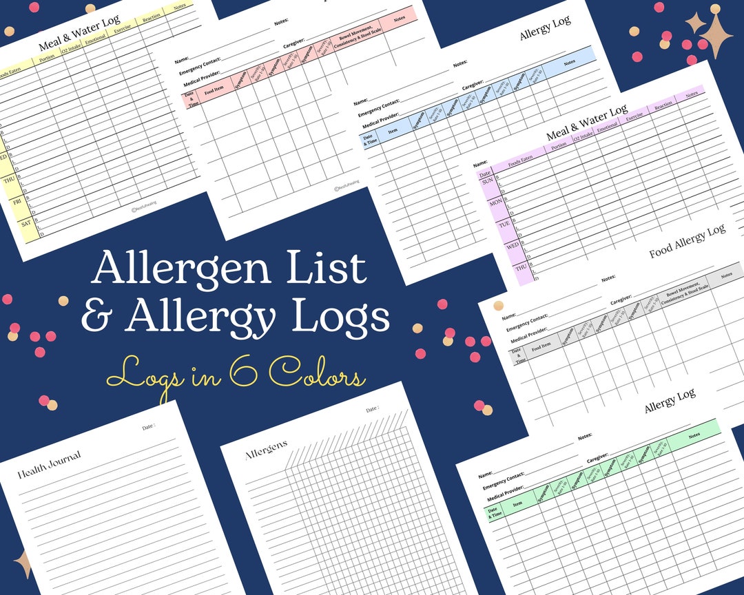 Printable Allergy Tracker Food Symptom Tracker Allergen - Etsy