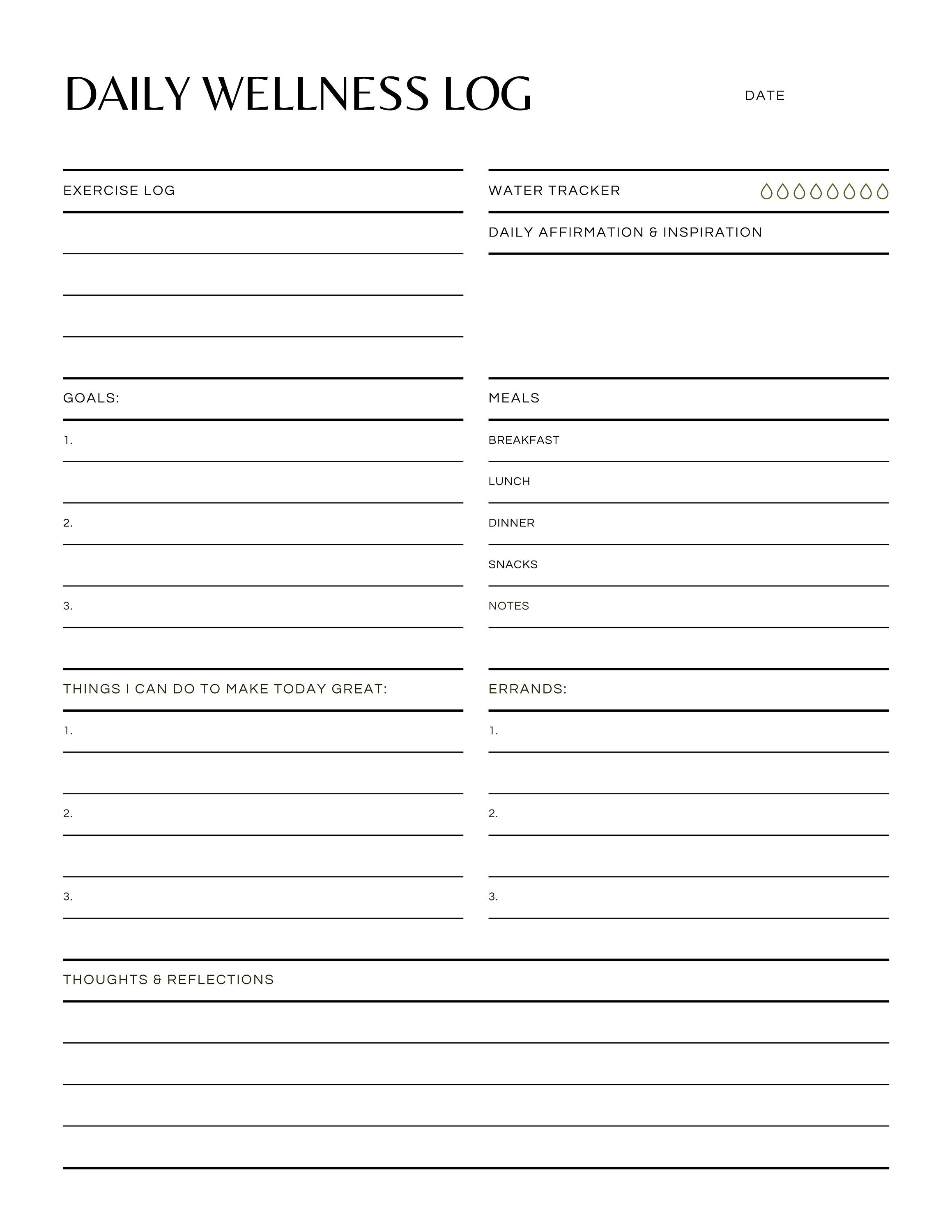 Printable Daily Vital Signs and Medication Tracker Plus BONUS Wellness ...