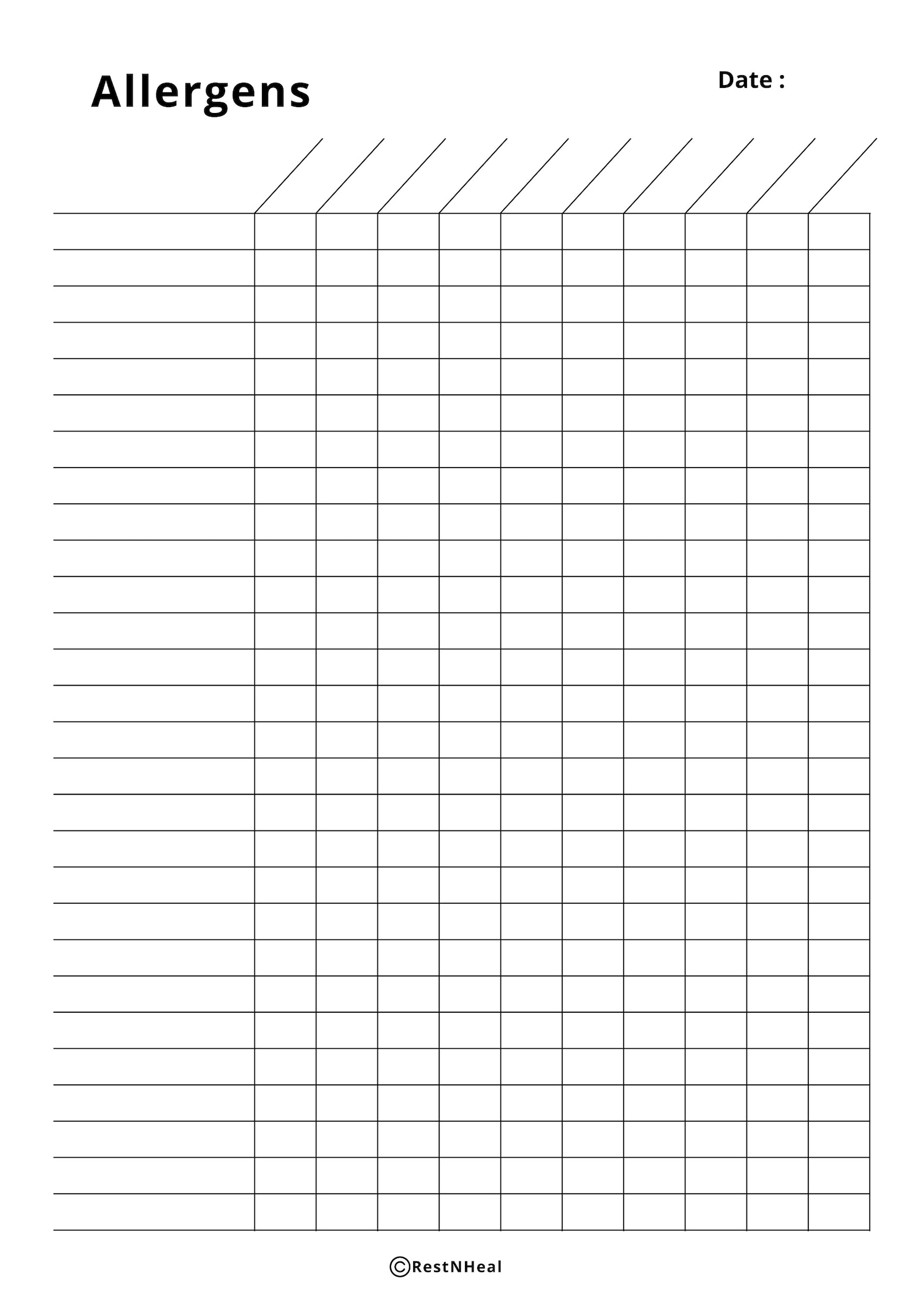 Printable Allergy Tracker, Food Symptom Tracker, Allergen List, Health ...