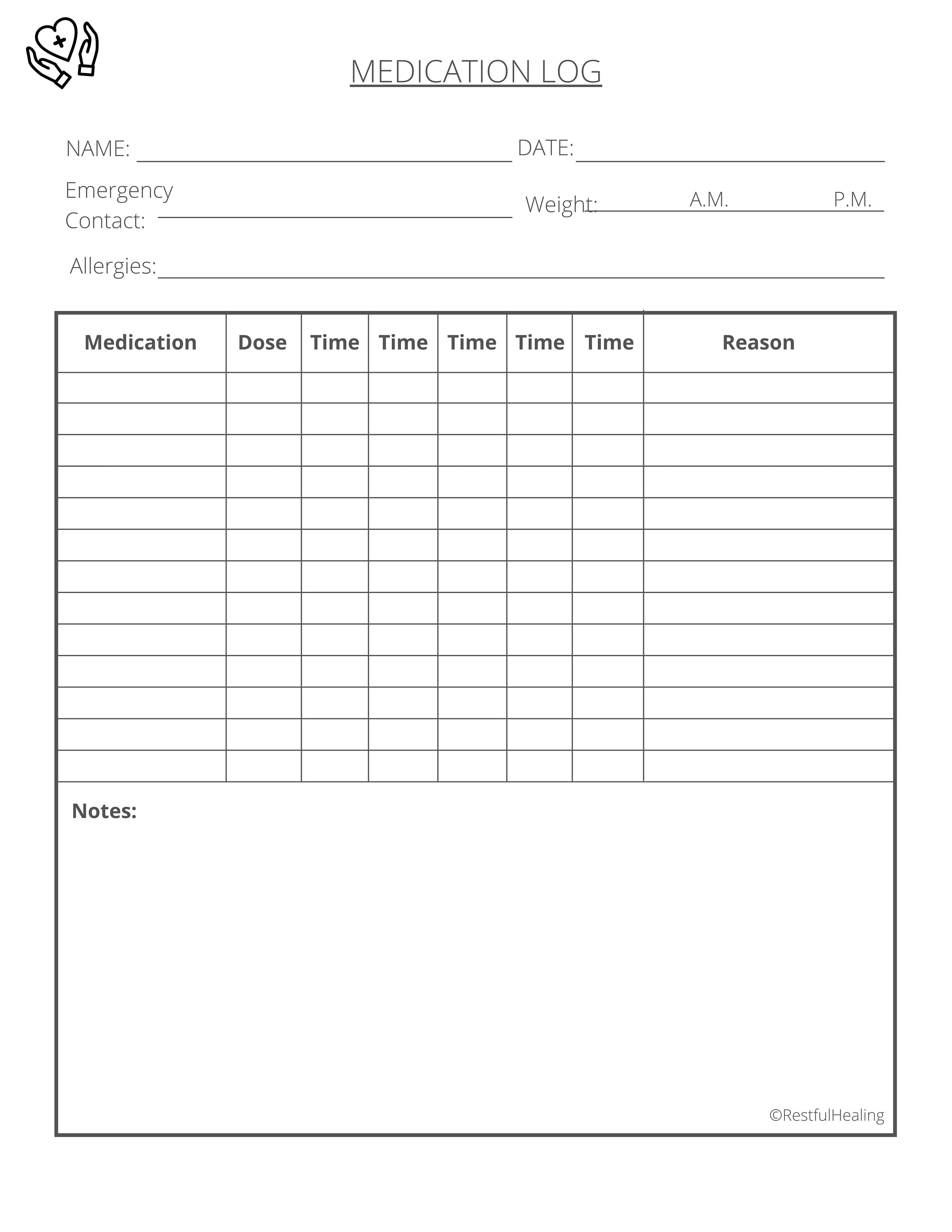 Printable Daily Vital Signs and Medication Tracker Letter - Etsy