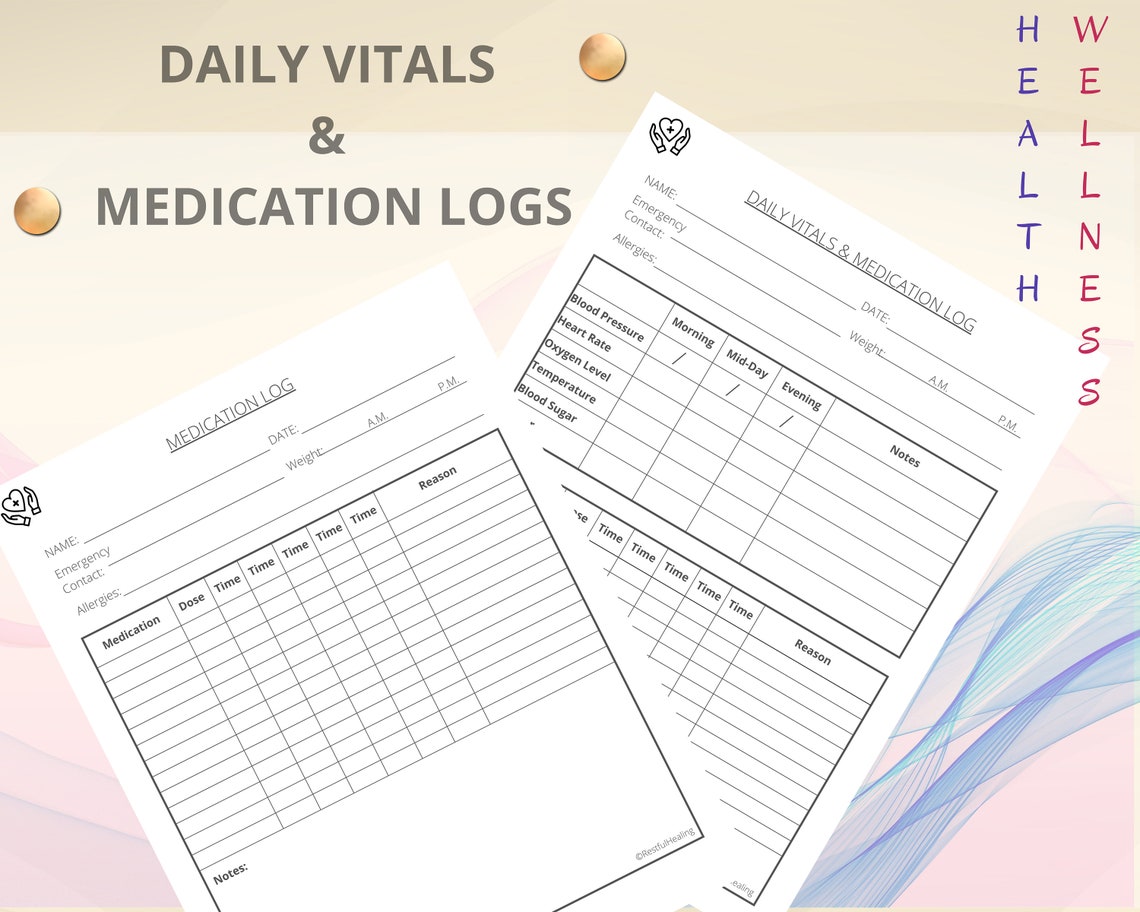 Printable Daily Vital Signs and Medication Tracker Letter - Etsy