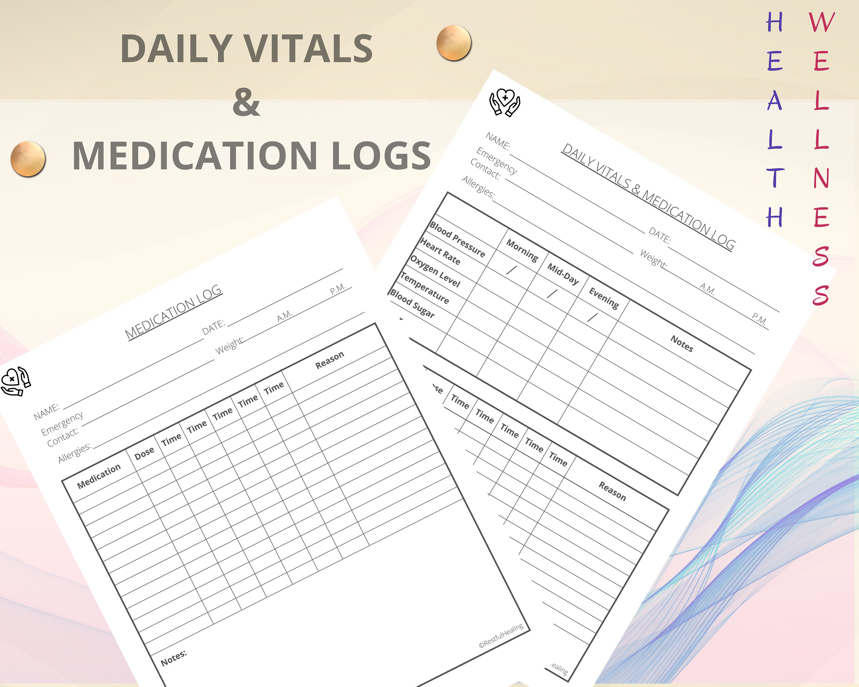 Printable Daily Vital Signs and Medication Tracker Letter - Etsy