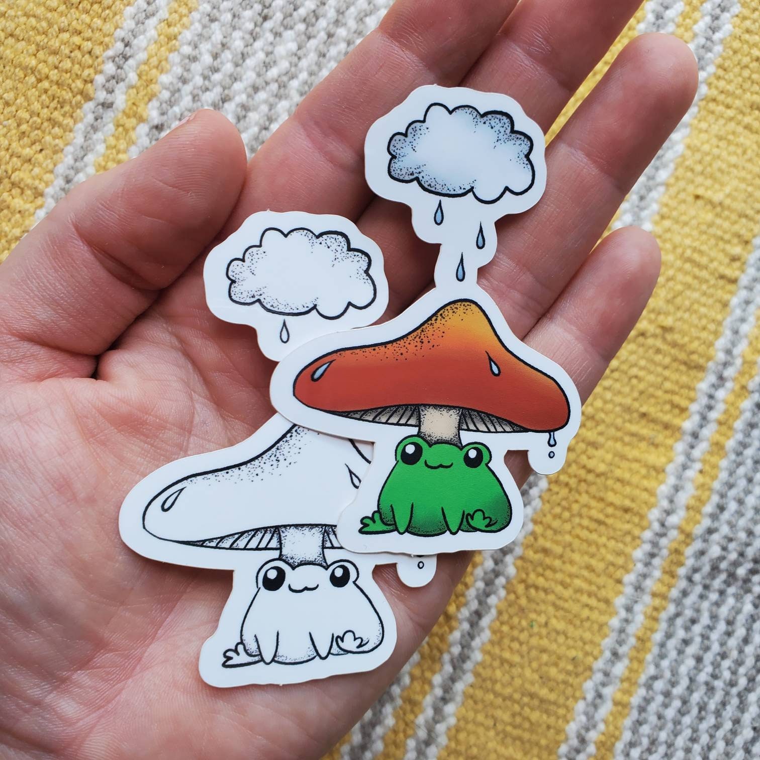 Rainy Day | Black & White | Frog and Mushroom Sticker - Etsy