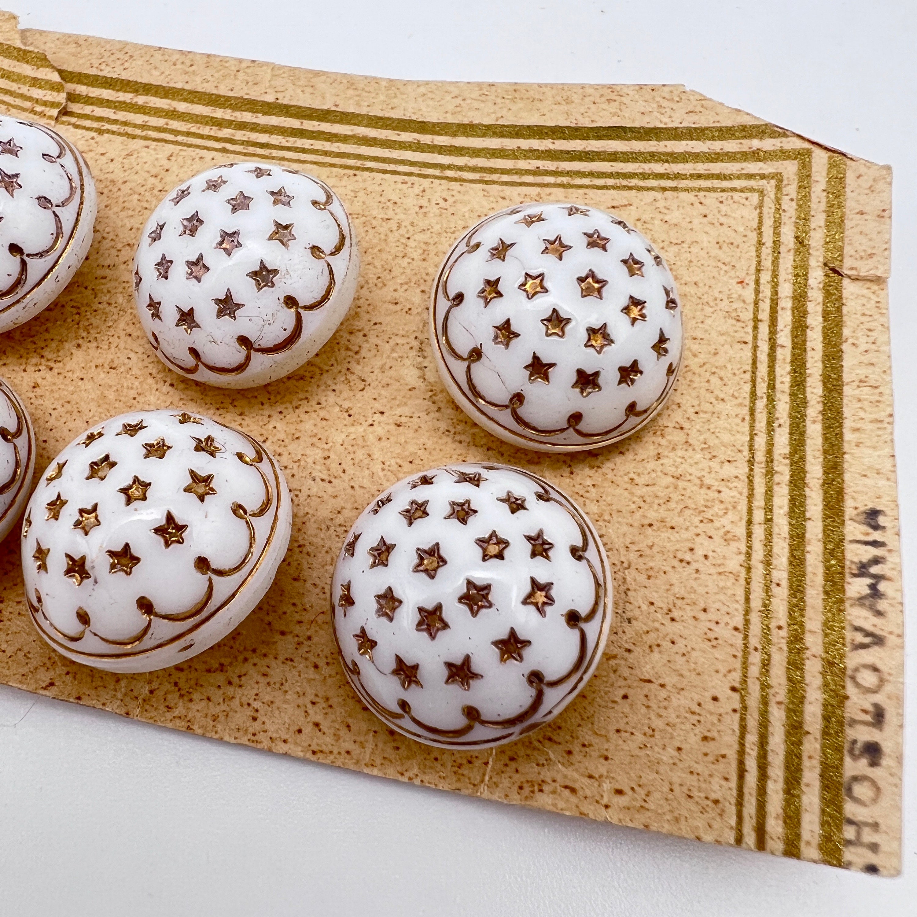 Vintage Set of 12 White Shank Buttons With Gold Colored Accents - Etsy