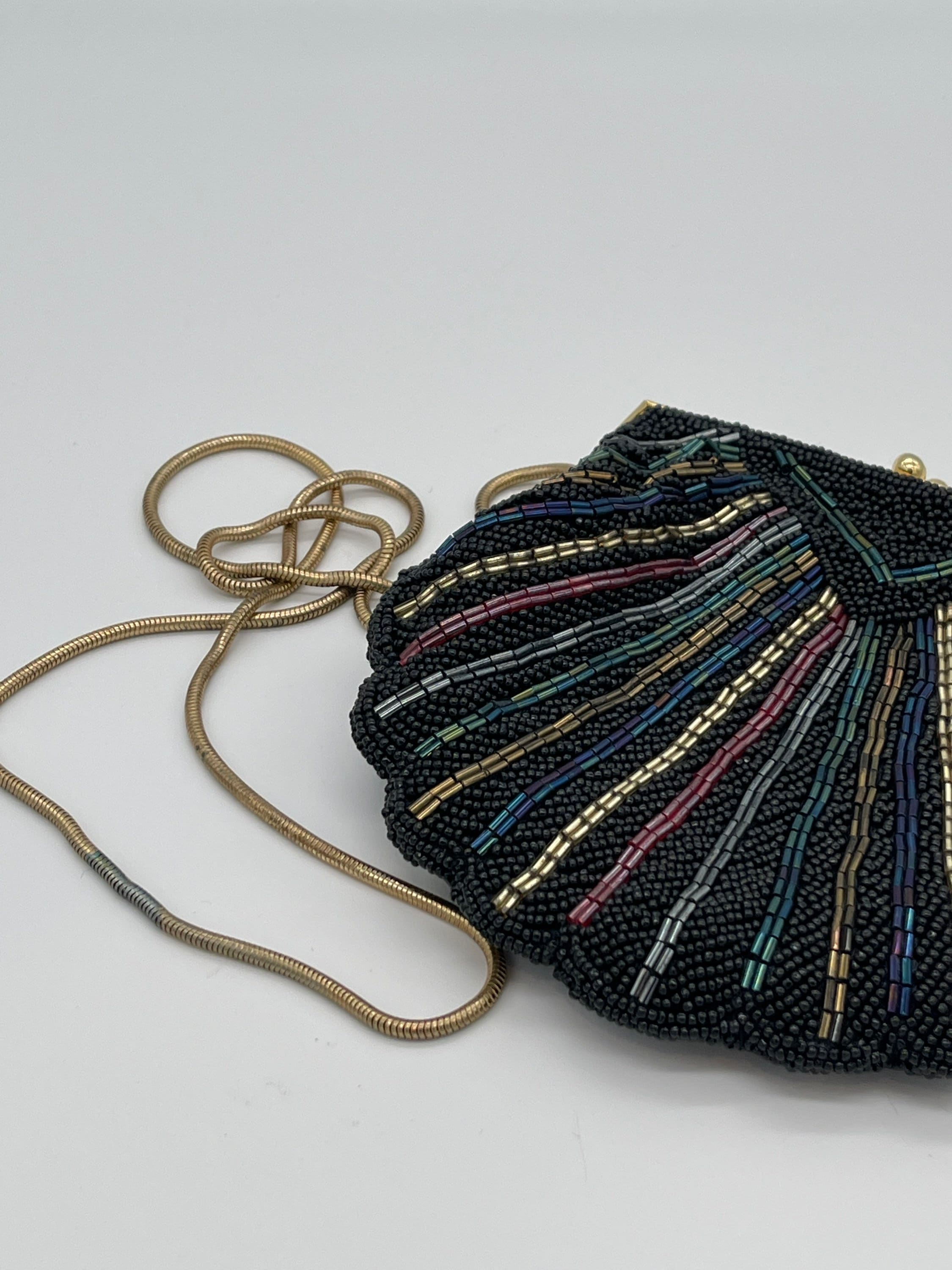 Bechamel Vintage Black Beaded Clamshell Crossbody Bag - Etsy