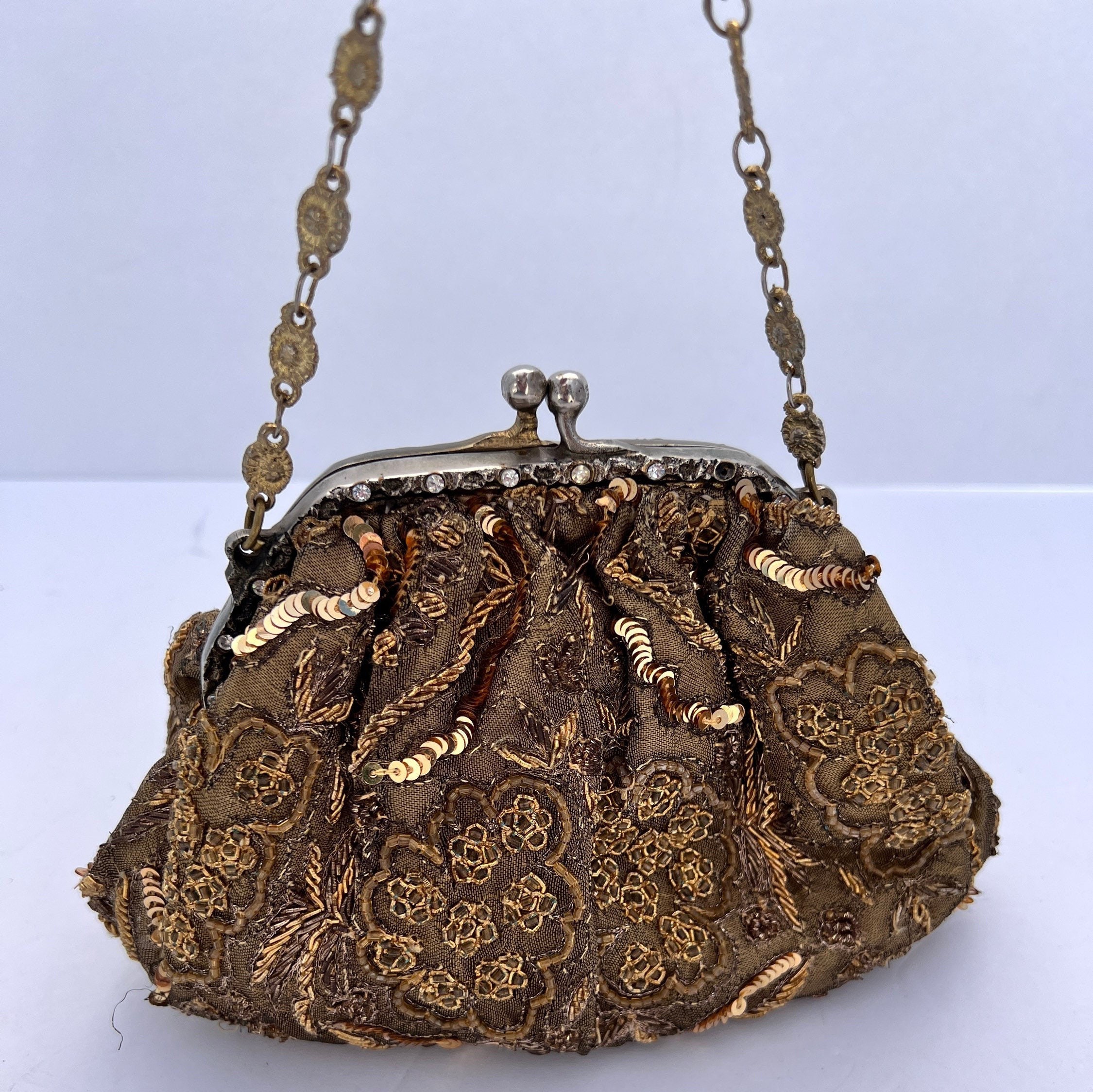 Beautiful Vintage Gold Sequin Evening Bag - Etsy