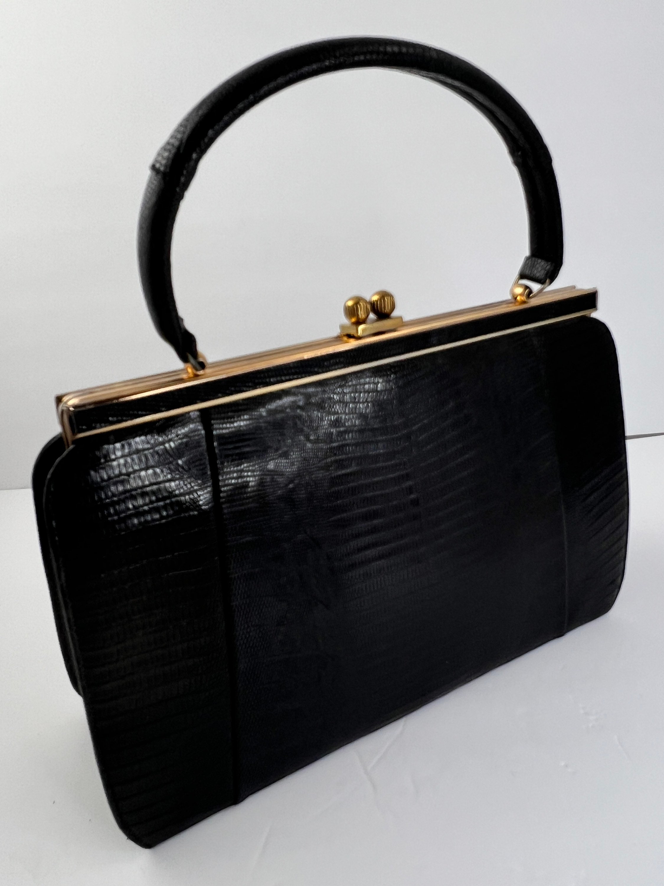 Bellstone Vintage GORGEOUS 1950’s Alligator Top Handle Handbag W/coin ...