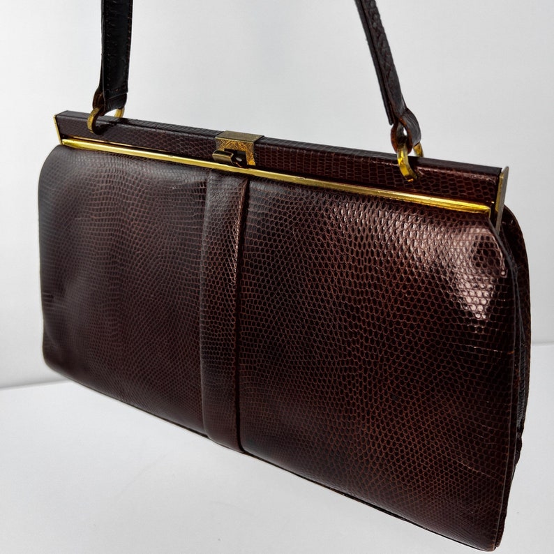 Vintage Whitbey for Macys New York Brown Lizard/reptile Bag - Etsy