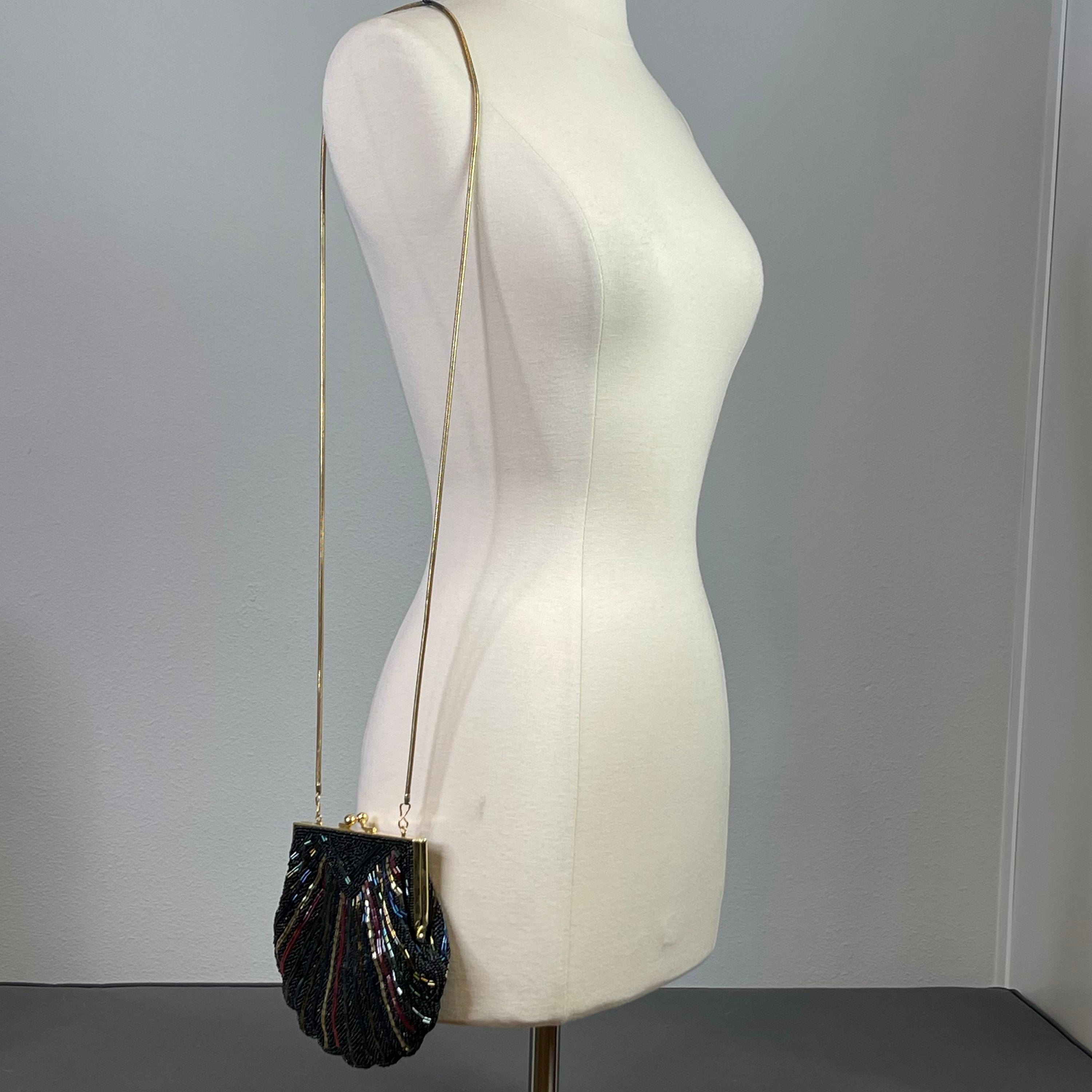 Bechamel Vintage Black Beaded Clamshell Crossbody Bag - Etsy