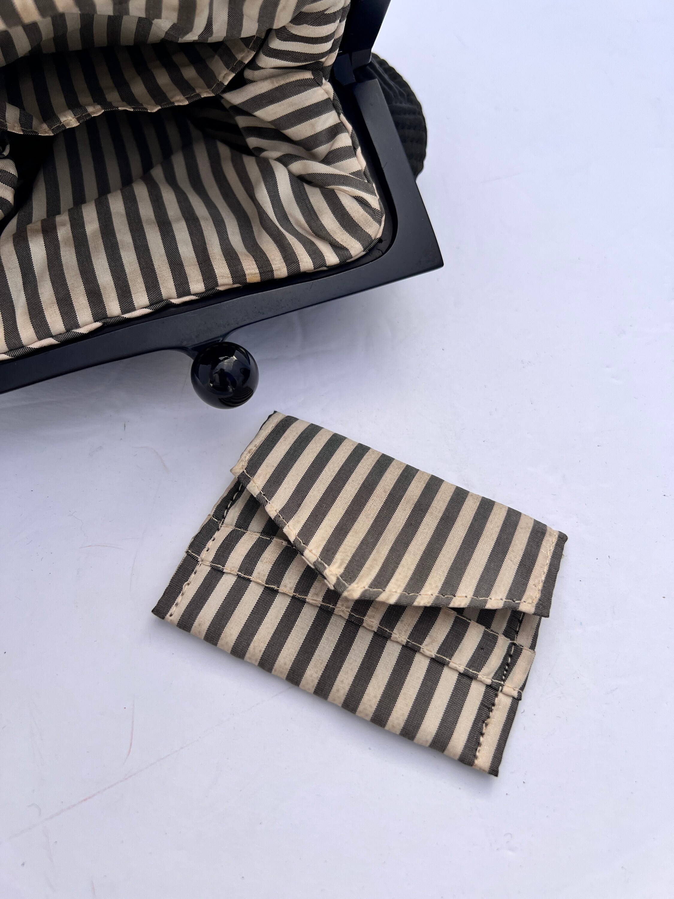 Vintage Black Fabric Bag With Kiss Closure - Etsy