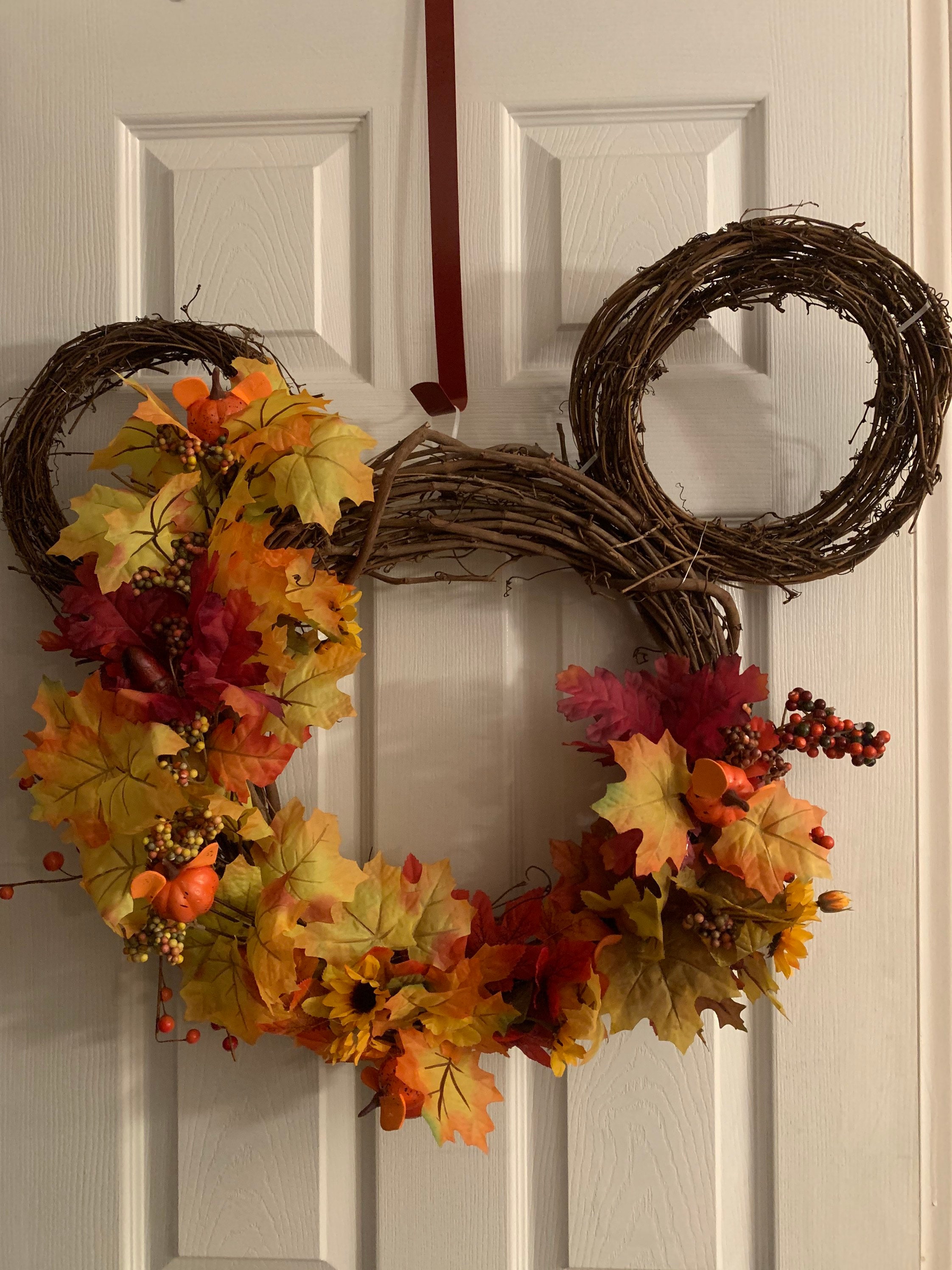 Disney Mickey Mouse Ears Disney Inspired Wreath Fall Door Decoration - Etsy