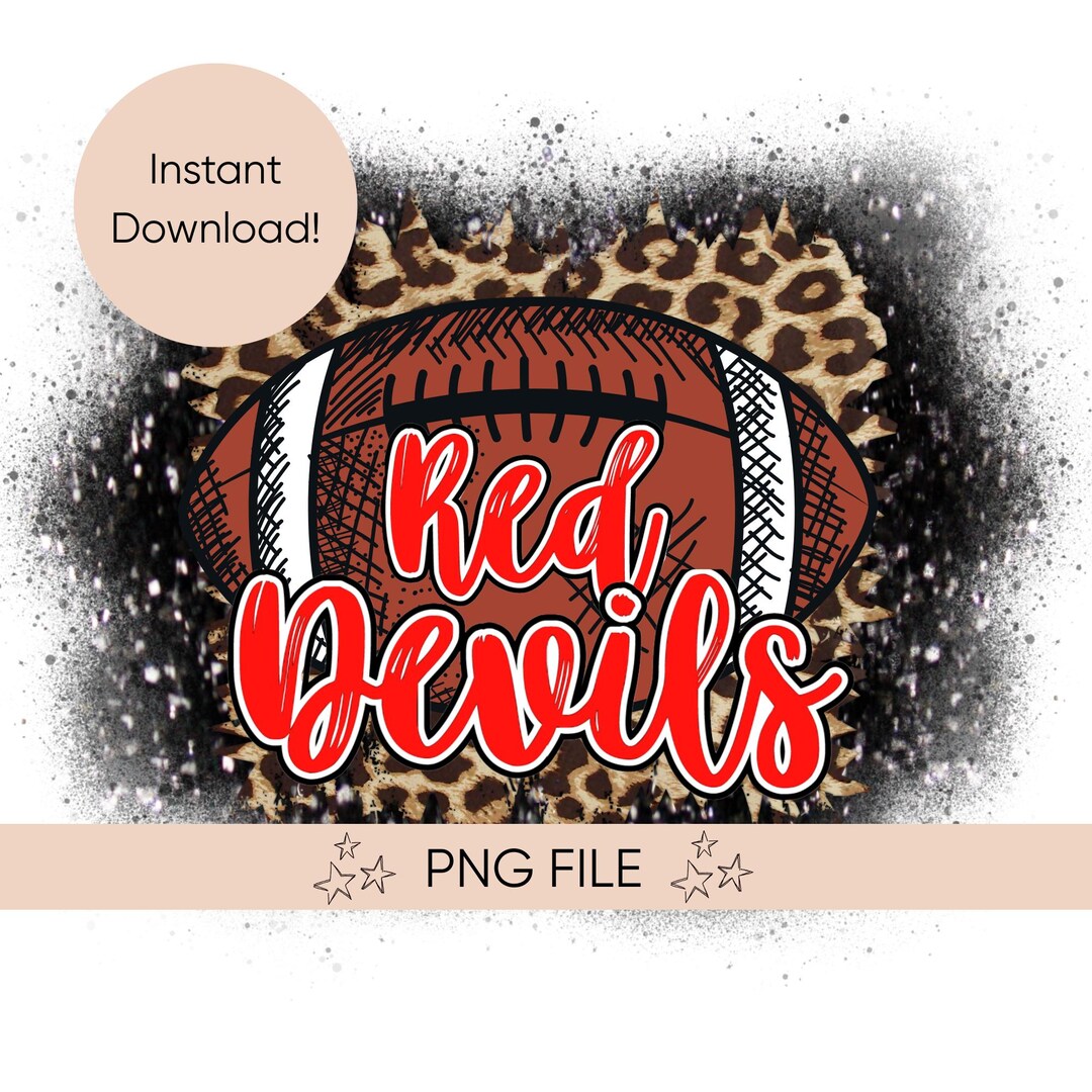 Red Devils Football Team Cheetah Print Design Digital Sublimation for ...