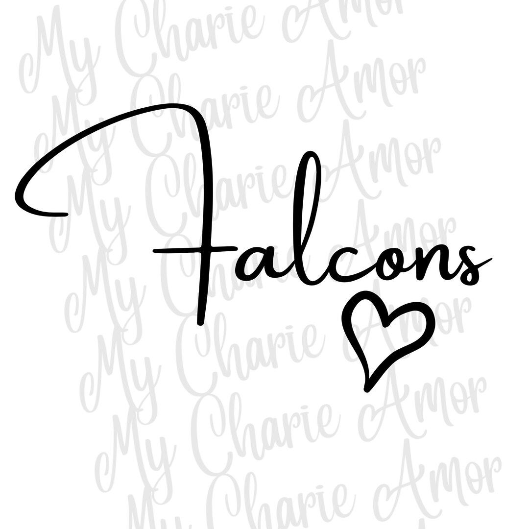 Falcons Svg Falcons Png Heart School Mascot Mascot SVG PNG DTG Printing ...