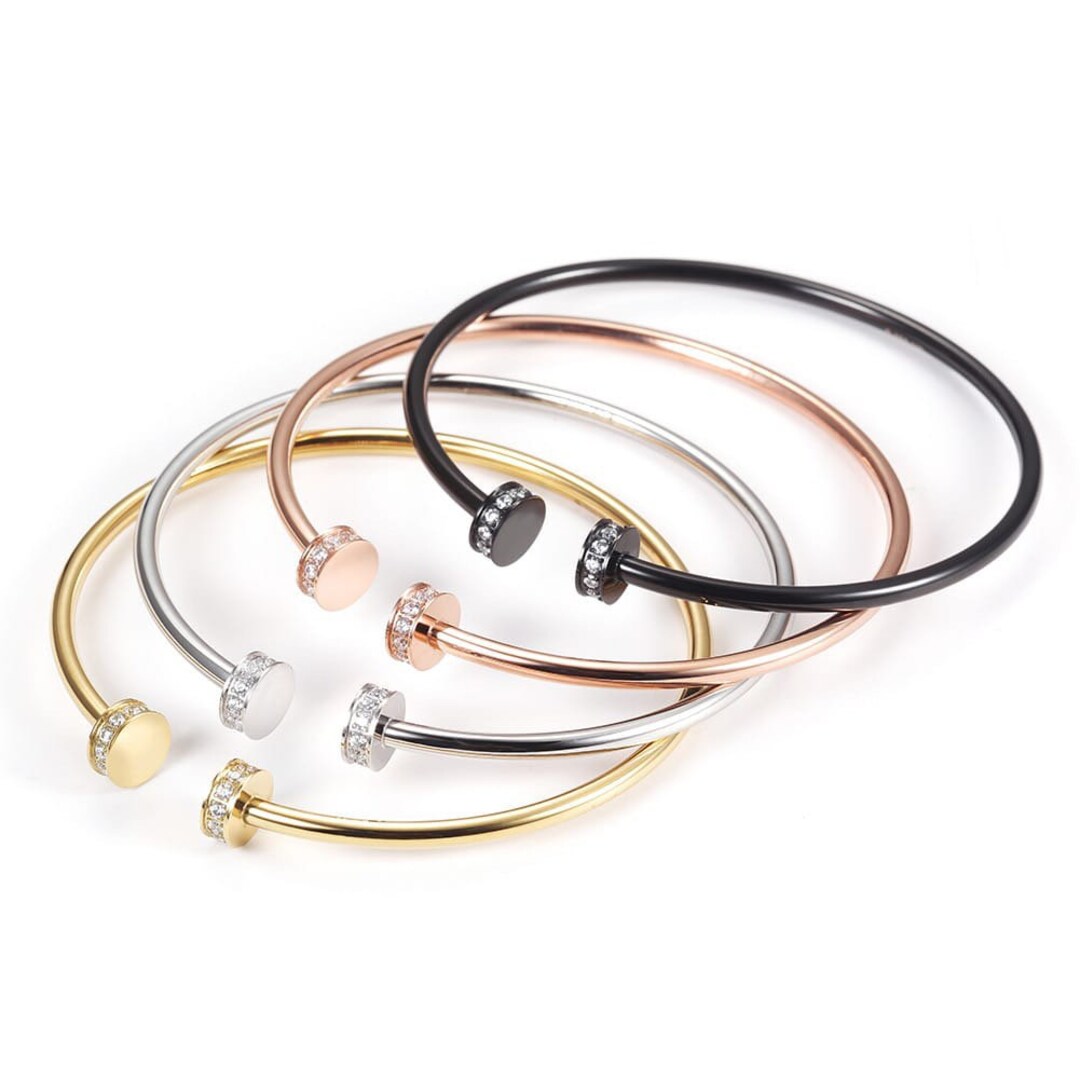 Flexible Open Bangle With Cubic Zirconia. - Etsy