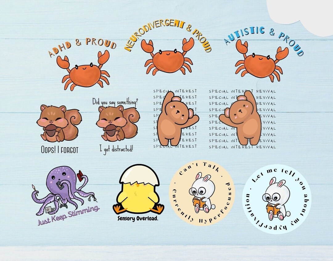 Neurodivergent Character Stickers | ADHD, Autistic, Sensory (set of 5 ...
