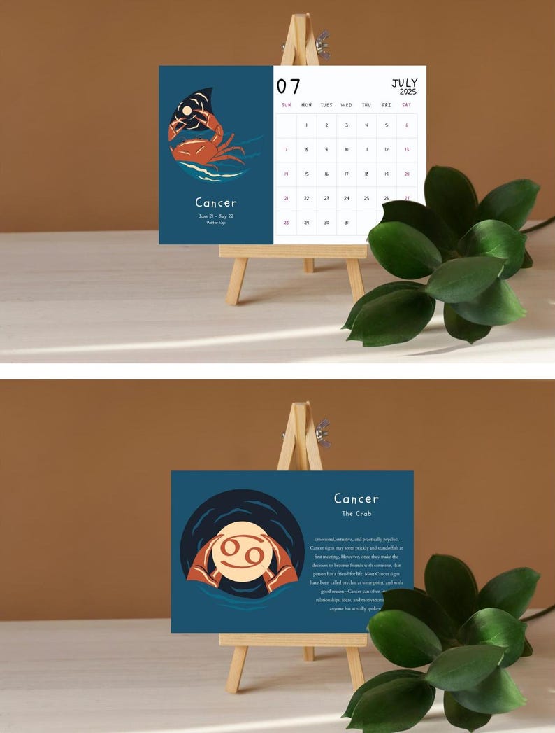 Zodiac Signs Astrology 2025 Desk Calendar With Wood Easel Stand - Etsy
