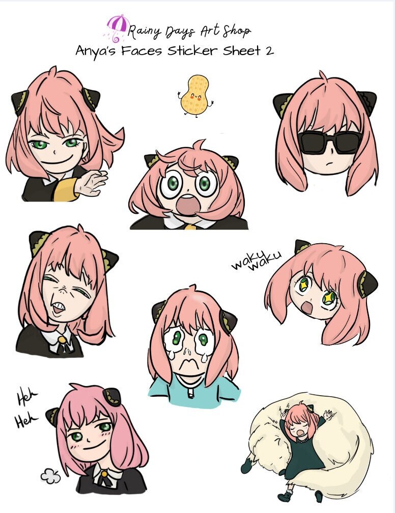 Sxf Anya Meme Faces Sticker Sheets Matte Vinyl Stickers - Etsy