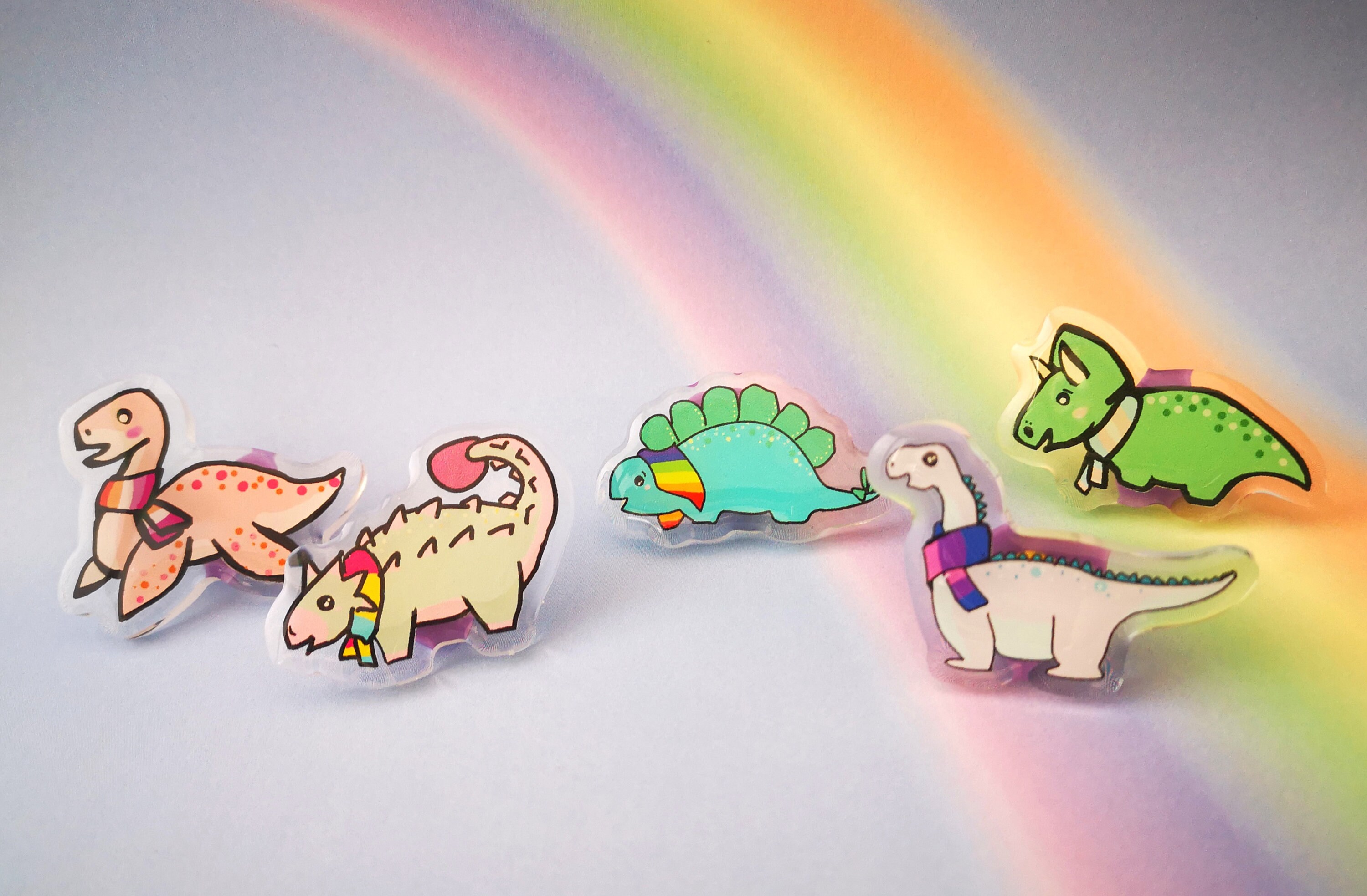 Pride Dinosaur Acrylic Pin | LGBT Dino Pins With Scarves - Etsy