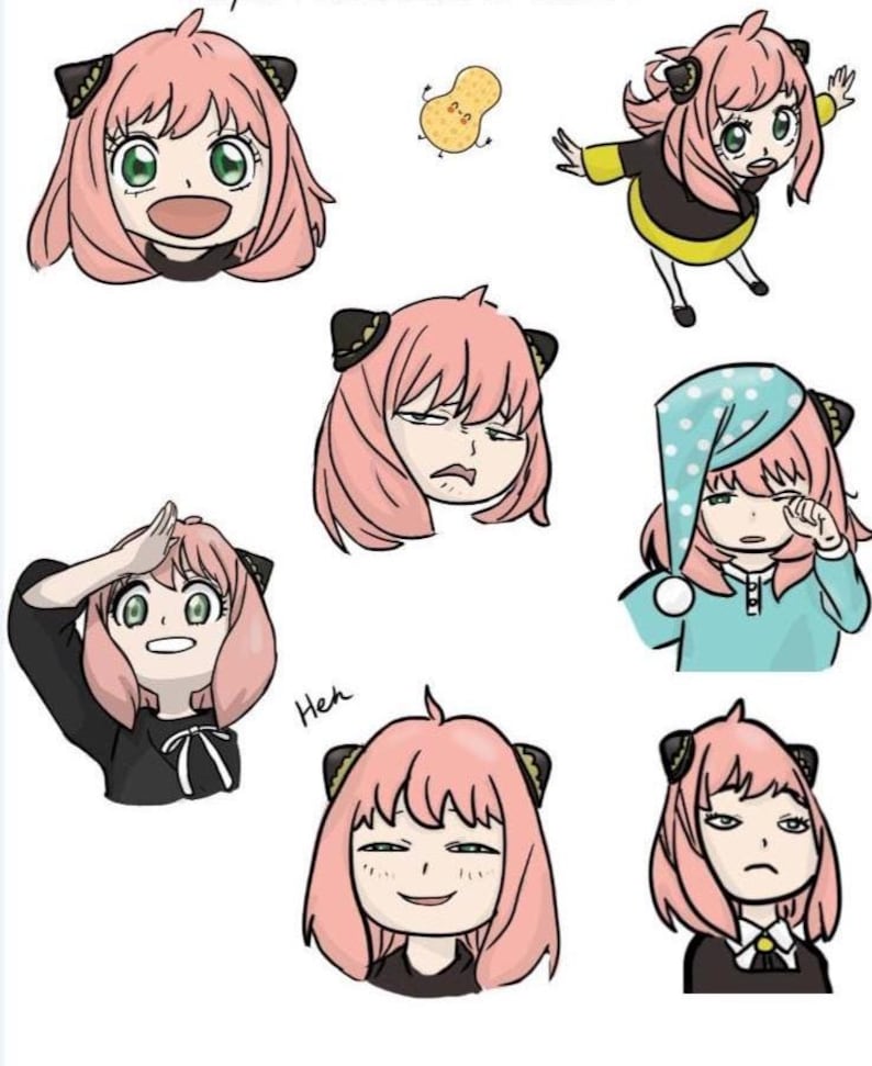Anya & Bond Meme Faces Stickers | Spy X Family, Matte Vinyl 8-piece ...