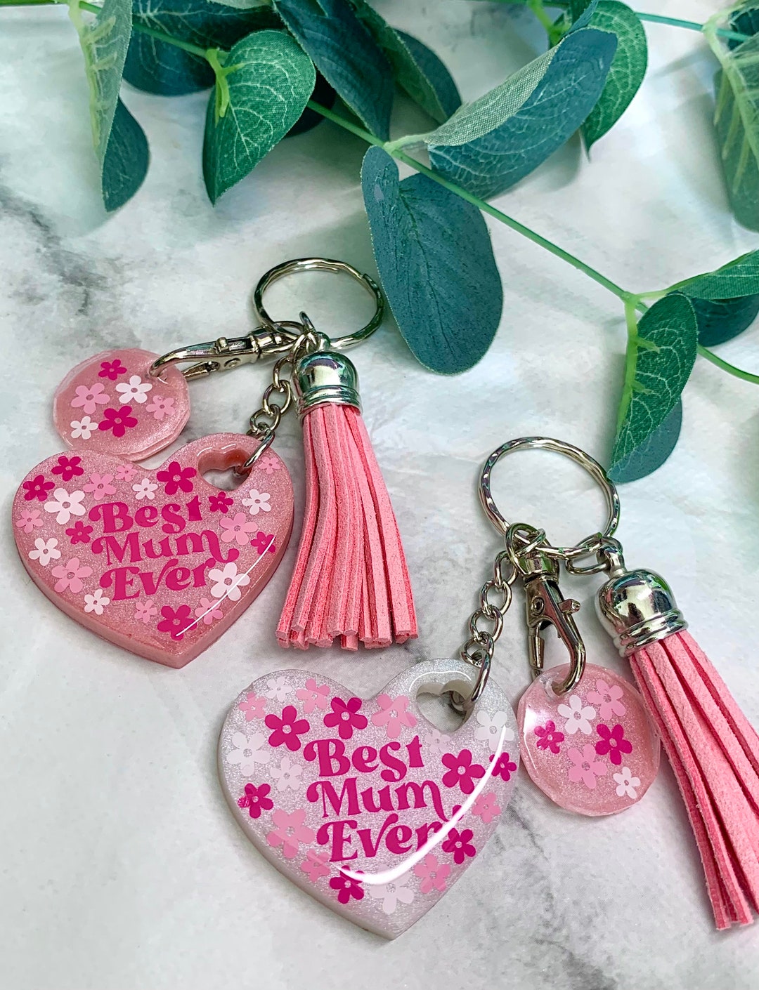 Best Mum Ever Heart Keyring and Trolley Coin Keychain // Custom ...