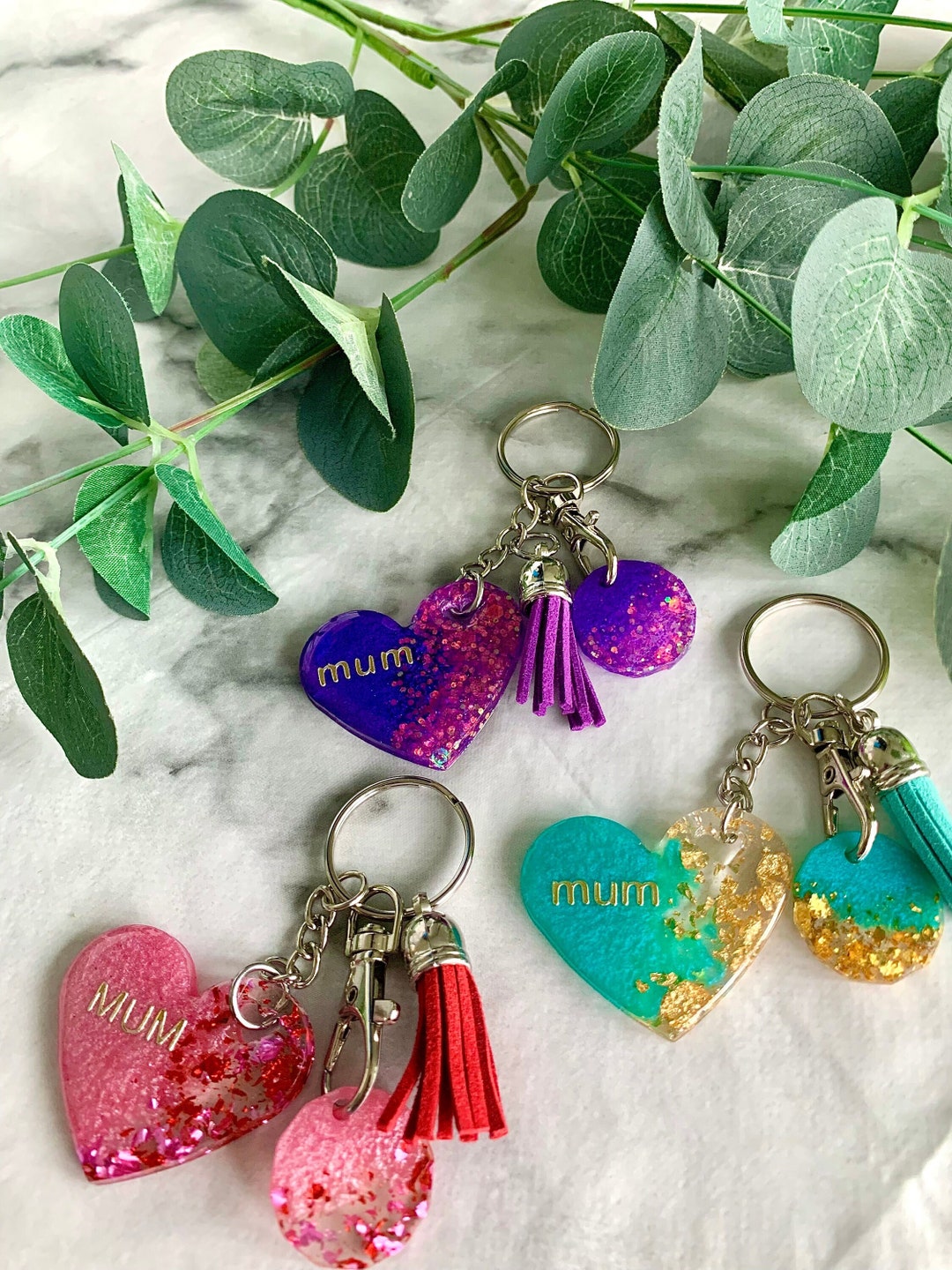 Personalised Mum Keyring Heart and Trolley Coin Keychain // Custom ...