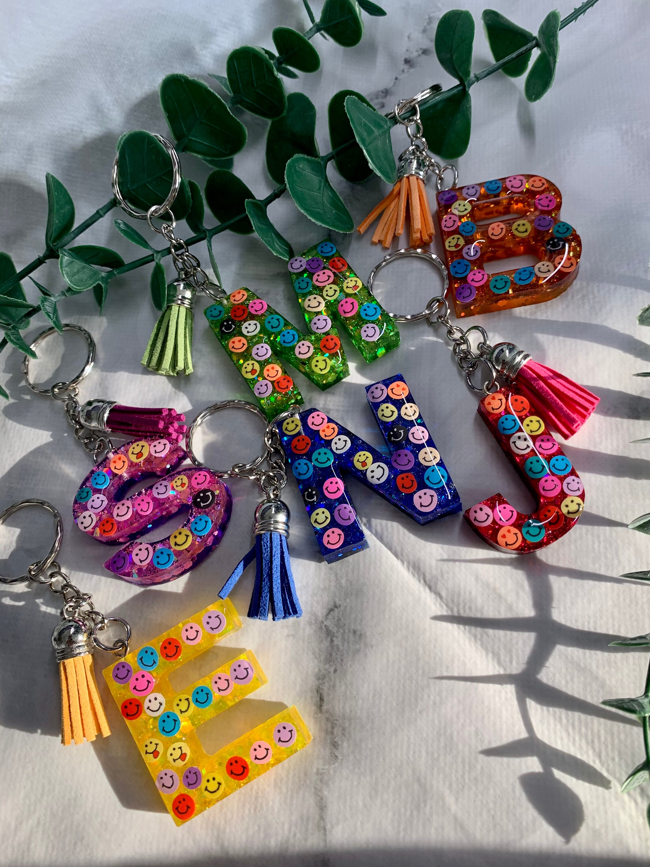 Happy Faces Themed Handmade Resin Keyring // Smile, Faces, Gift for ...